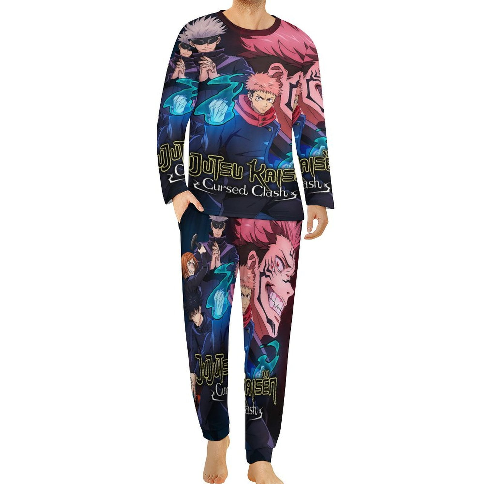 Gojo Satoru Jujutsu Kaisen Adult Pajama Suit Long Sleeve Sleepwear Top ...