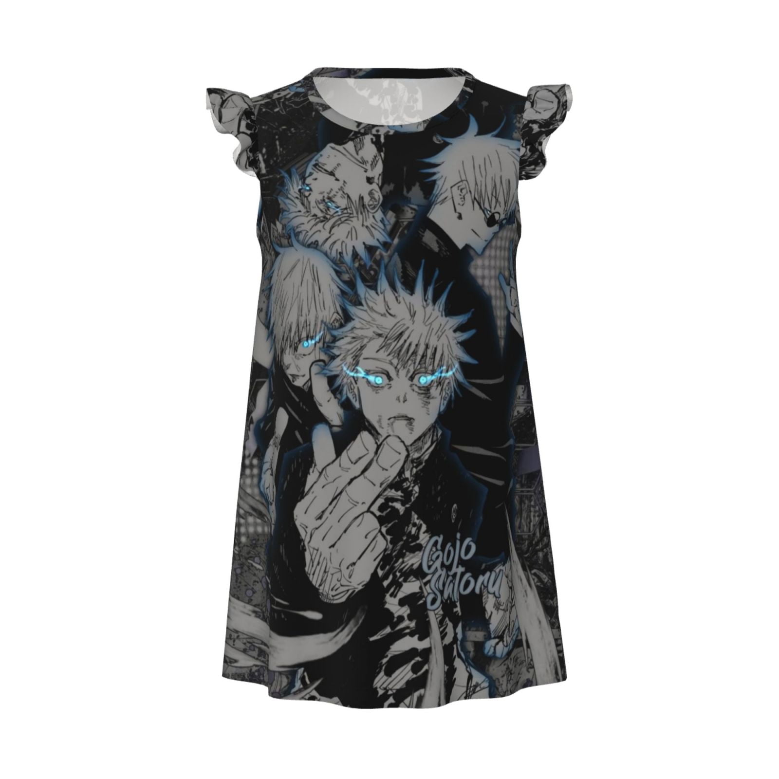 Gojo Satoru Little Girls Nightgowns Print Flutter Sleeve Casual Pajamas Dress Soft Cute Toddler ...