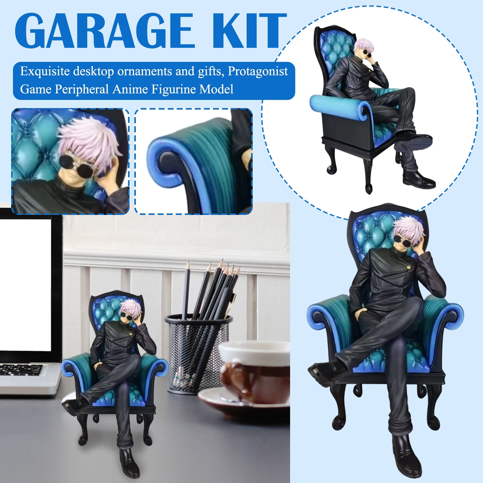 Gojo Sitting Figures, JJK 9.5Inch Gojo Sitting Anime Figure Statues ...