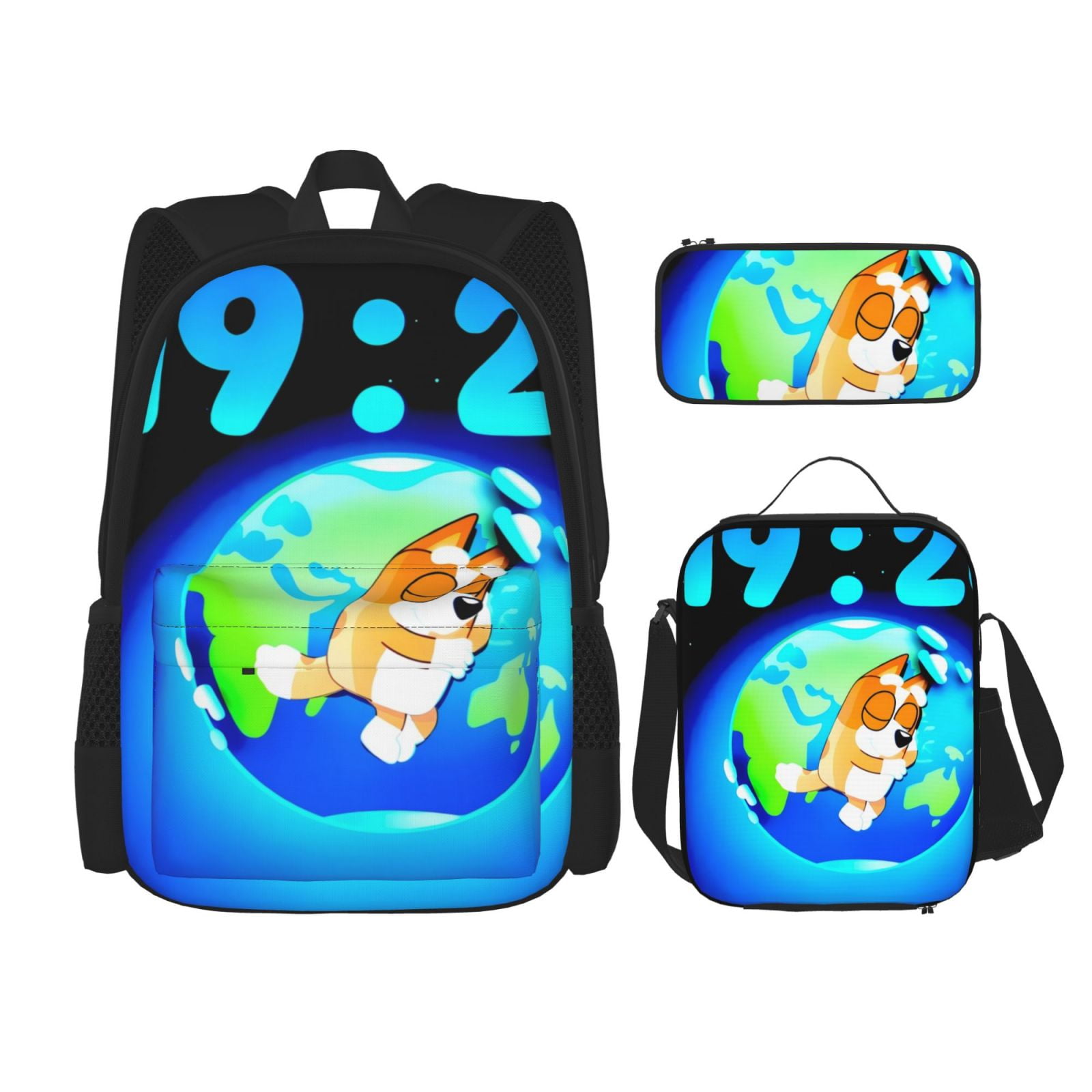 Gokiu Bluey 3 Pcs Backpack Set Teen School Kids Bookbag with Lunch Box ...