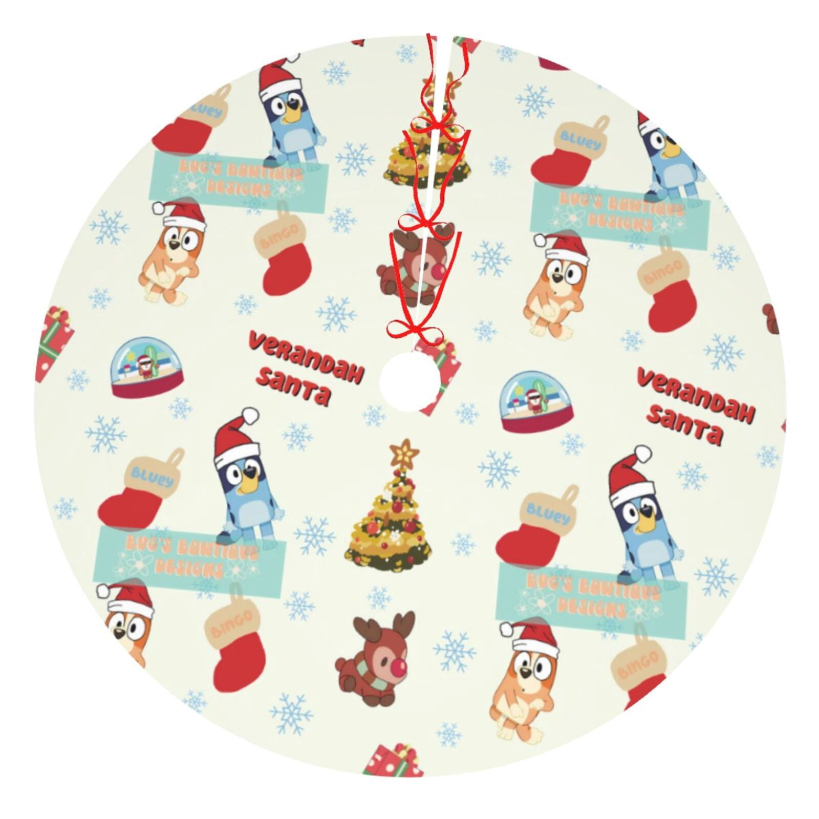 Gokiu Bluey Christmas Tree Skirt 30 36 48 Inch Carpet Mat Party Decor ...