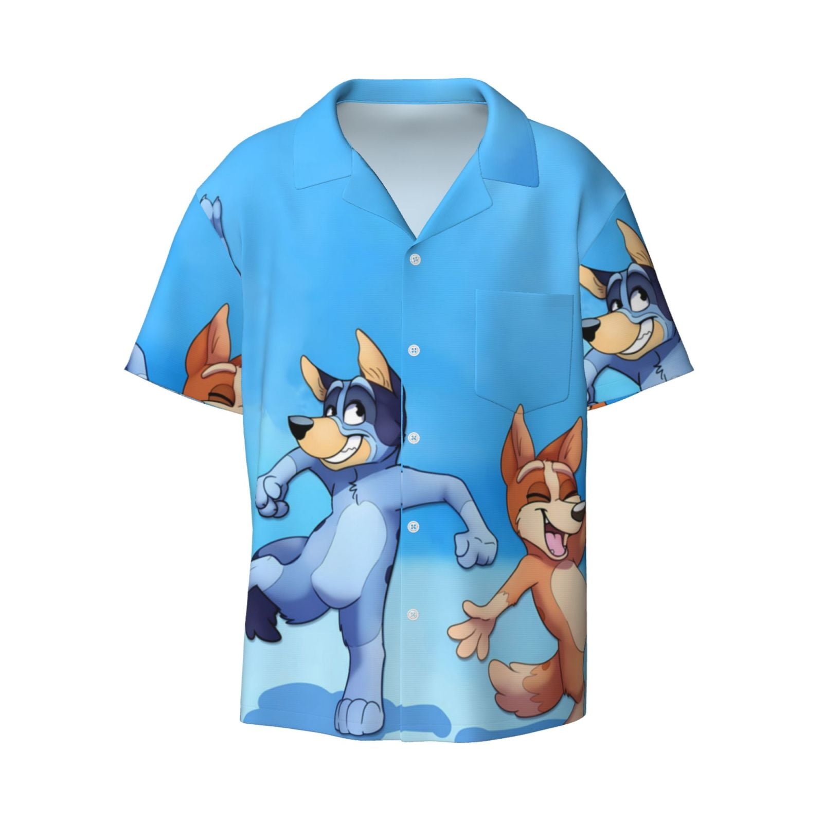 Gokiu Bluey Men's Button Down Shirts Short Sleeve Casual Shirts Beach ...