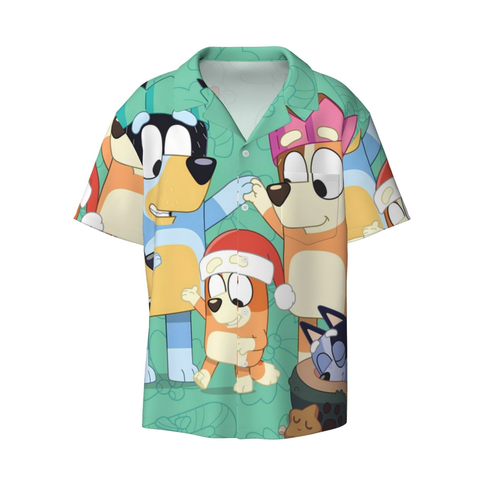 Gokiu Bluey Men's Button Down Shirts Short Sleeve Casual Shirts Beach ...