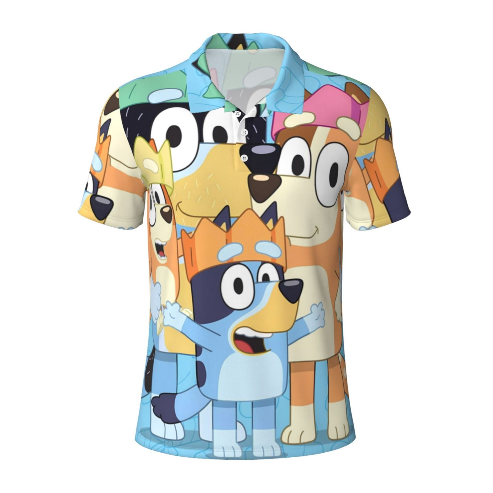 Gokiu Bluey Men's Polo Shirts Short Sleeve Classic Button Golf Shirt ...