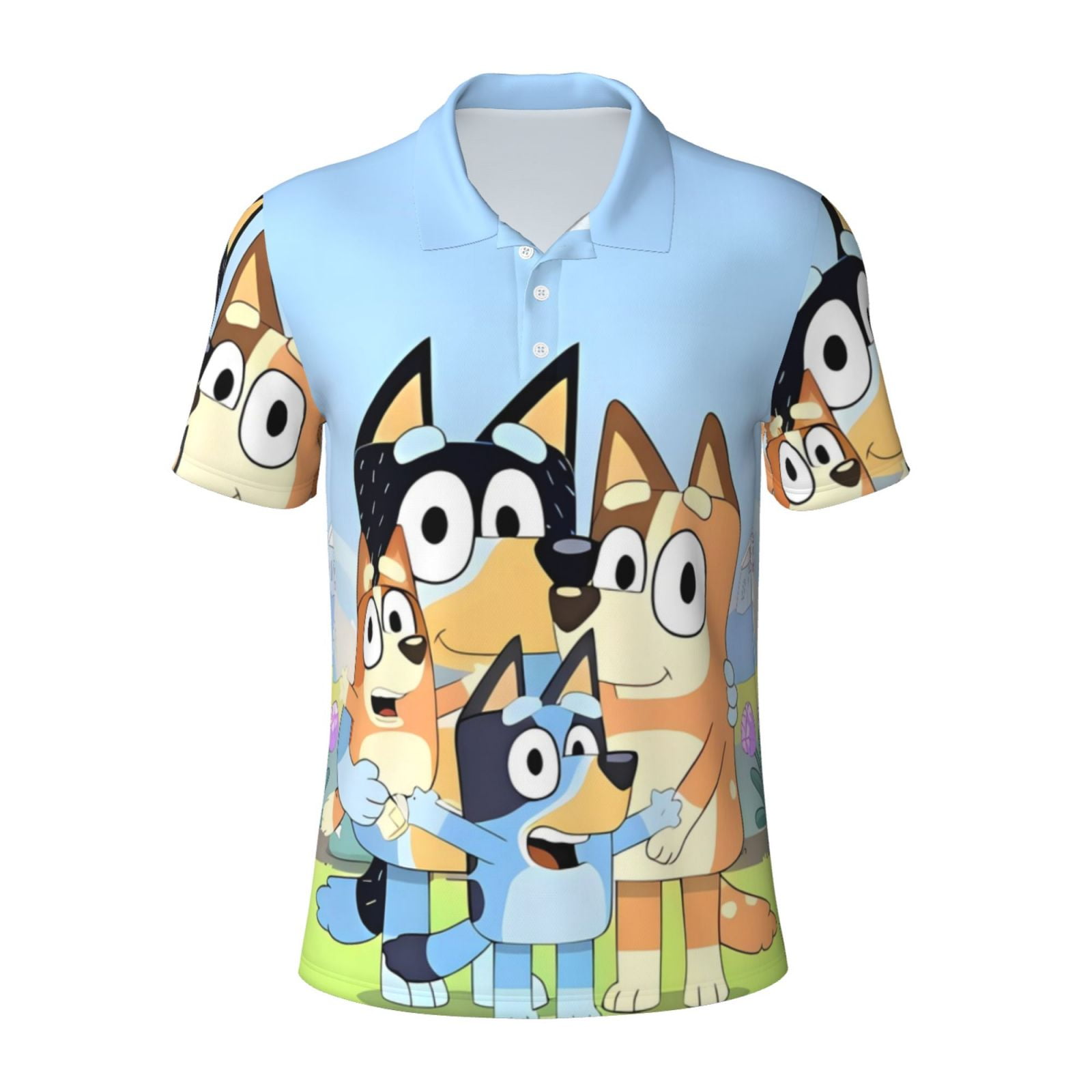 Gokiu Bluey Men's Polo Shirts Short Sleeve Classic Button Golf Shirt ...