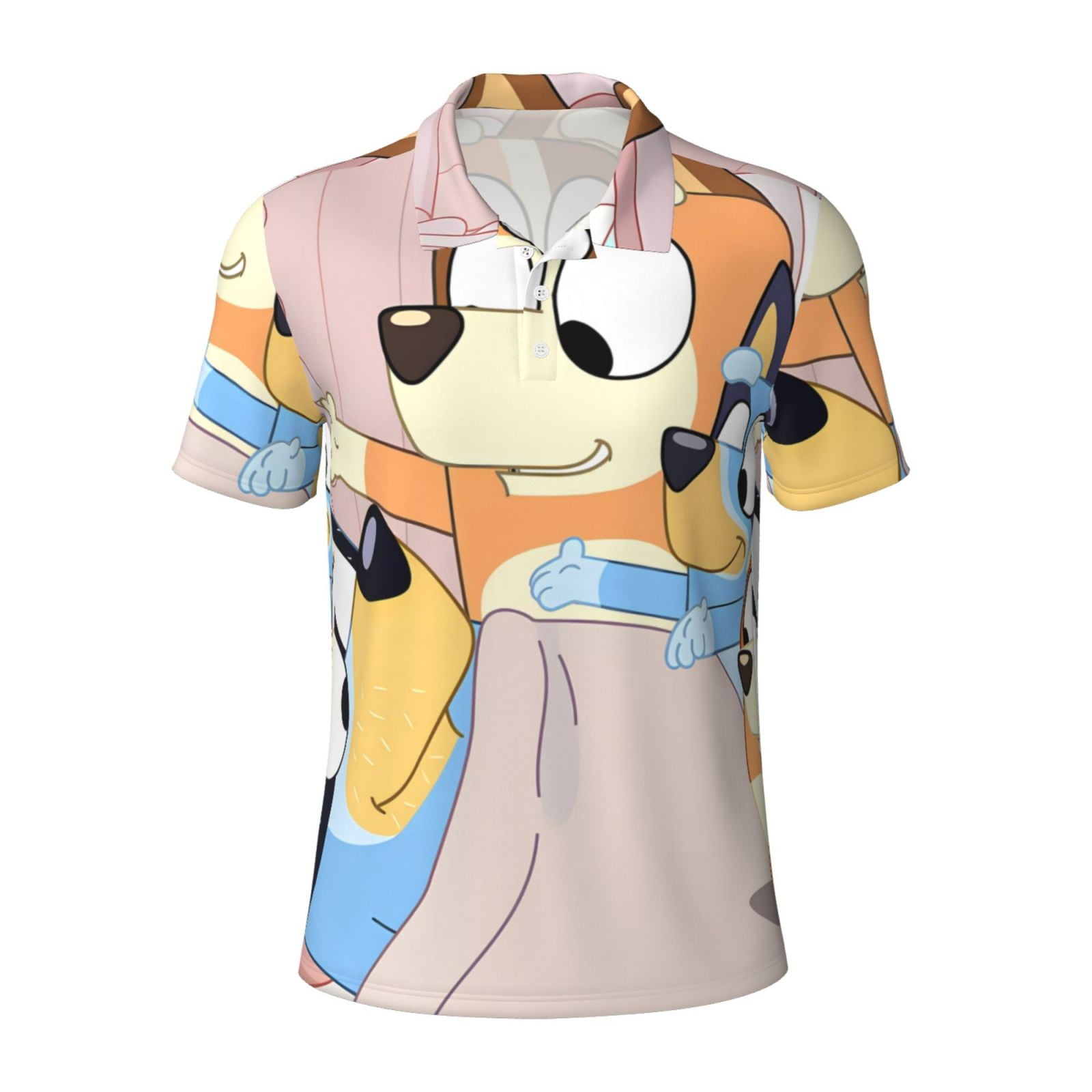 Gokiu Bluey Men's Polo Shirts Short Sleeve Classic Button Golf Shirt ...