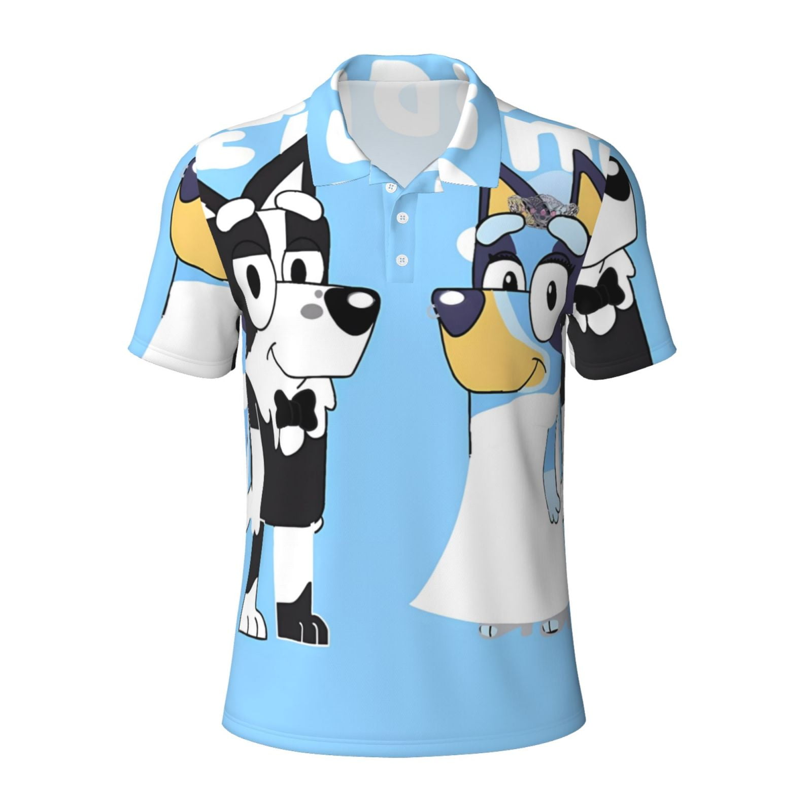 Gokiu Bluey Men's Polo Shirts Short Sleeve Classic Button Golf Shirt ...