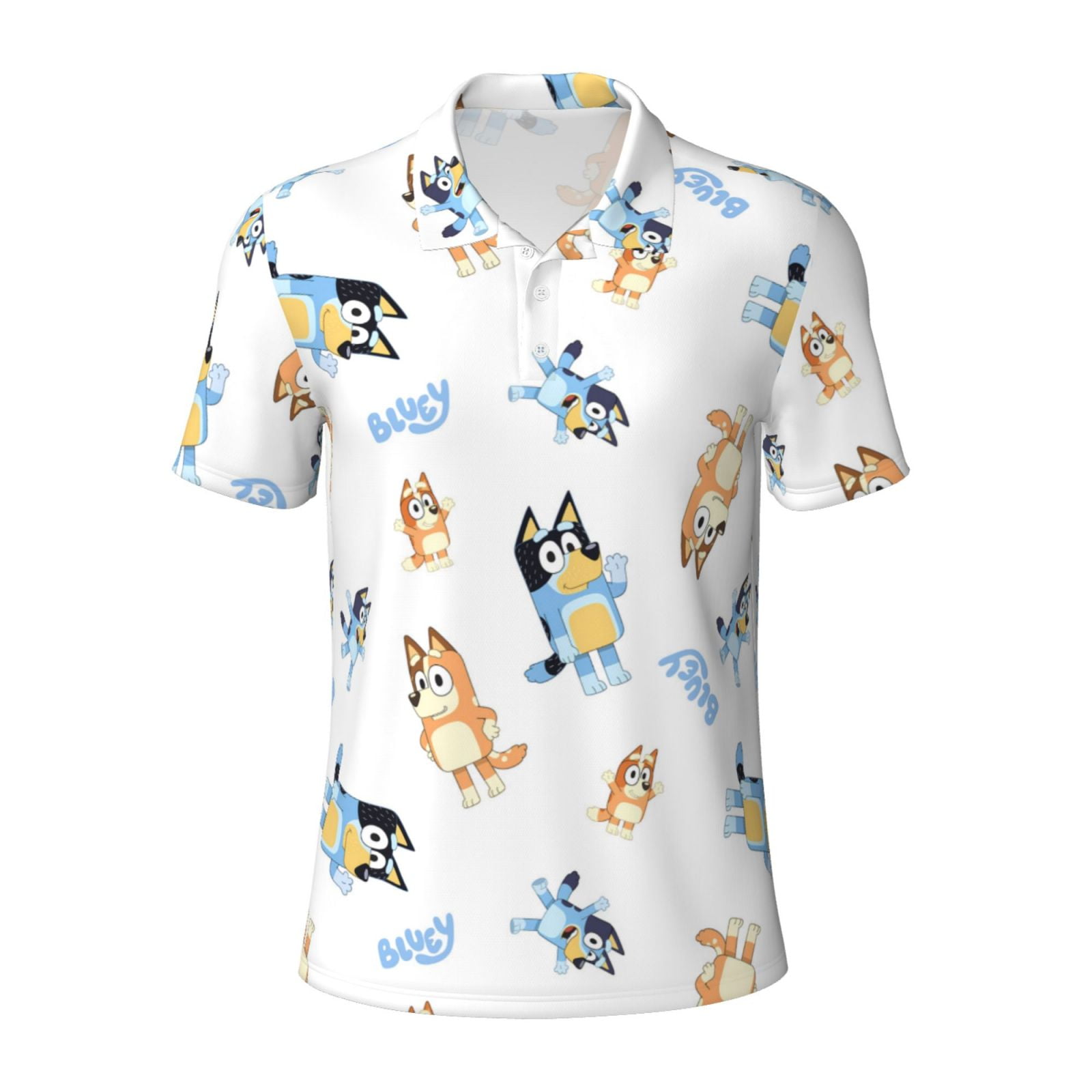 Gokiu Bluey Men's Polo Shirts Short Sleeve Classic Button Golf Shirt ...