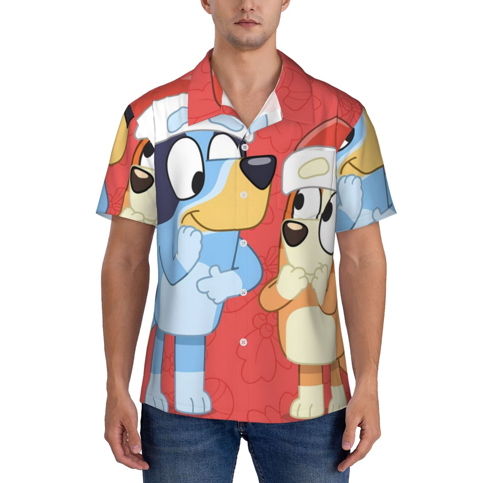 Gokiu Bluey for Hawaiian Shirt for Men Casual Button Down Beach Shirt ...