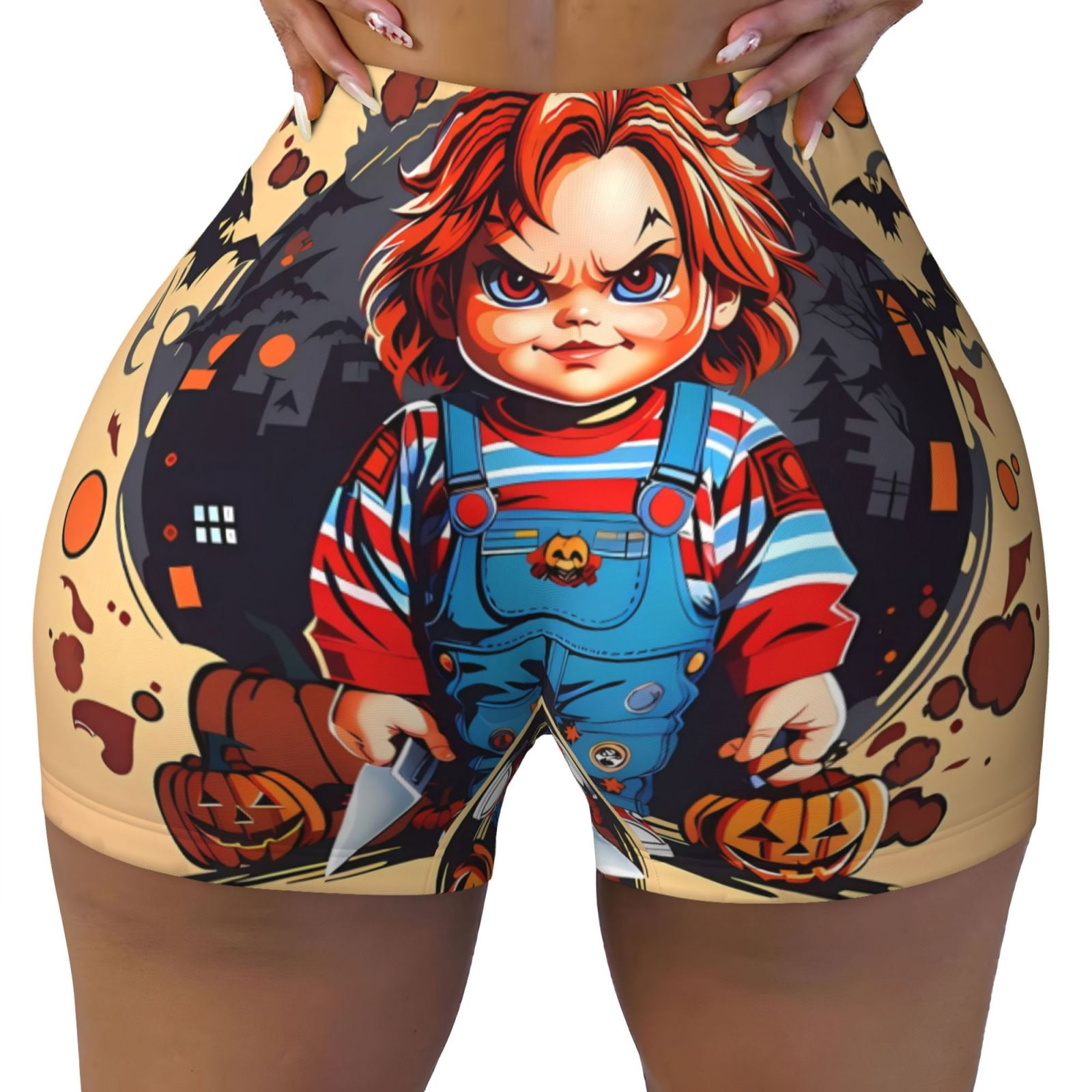 Gokiu Chucky Workout Shorts for Women Yoga Biker Shorts High Waisted ...