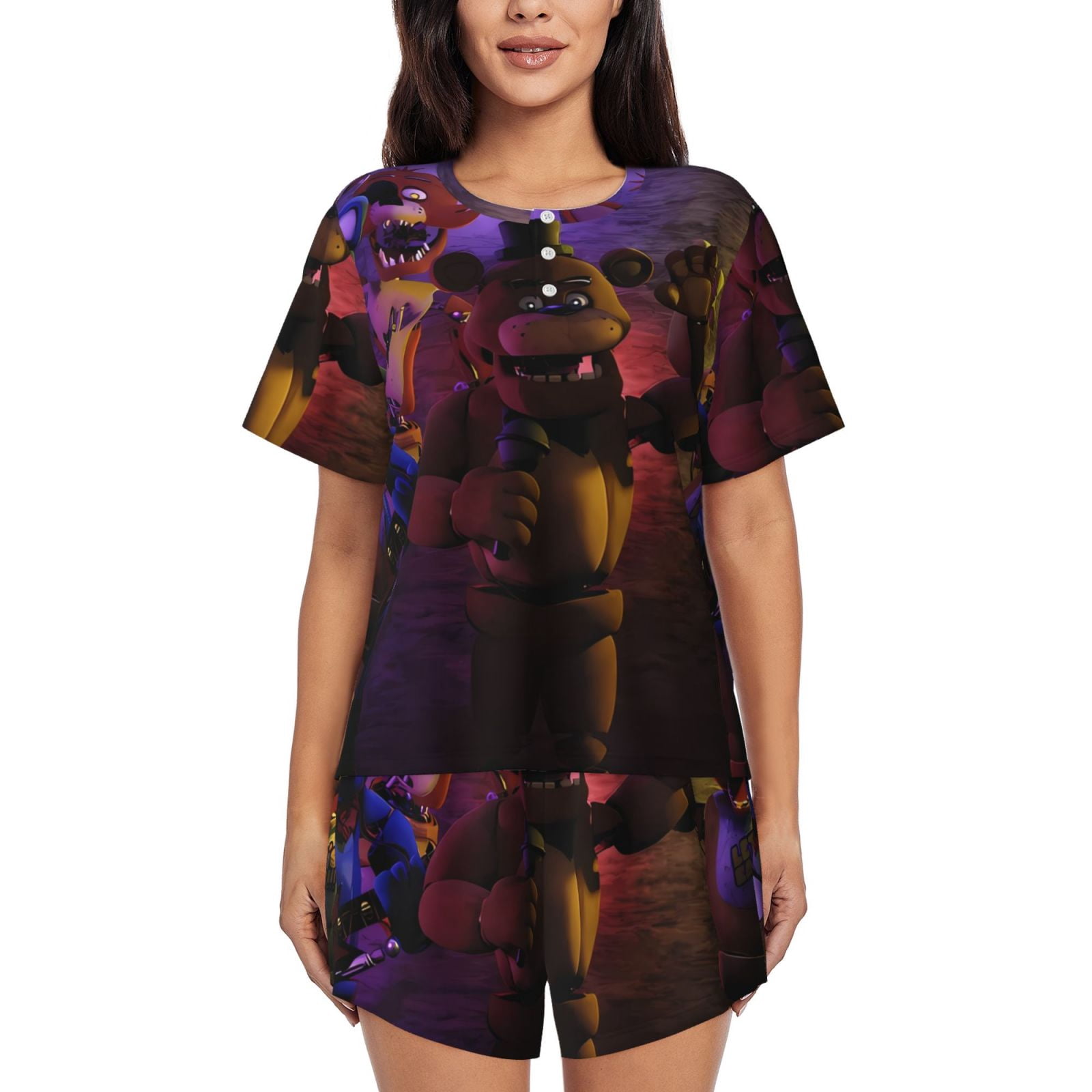 Gokiu Five Nights At Freddy'S Womens Pajama Sets Lounge Short Sleeve ...