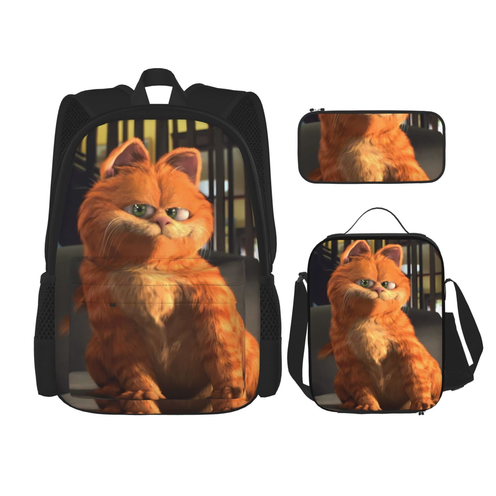 Gokiu Garfield 3 Pcs Backpack Set Teen School Kids Bookbag with Lunch ...