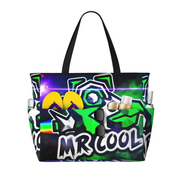 Gokiu Geometry Dash for Large Beach Tote Bag for Women Extra Large ...