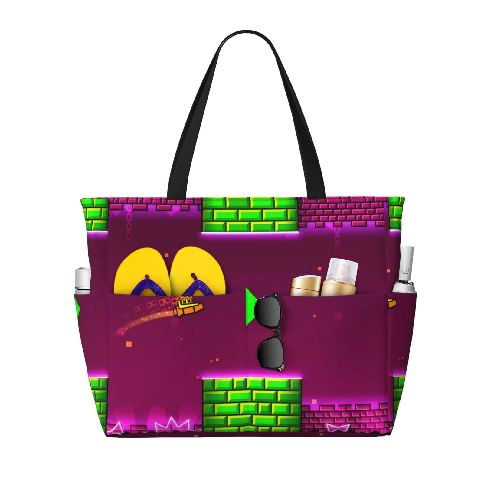 Gokiu Geometry Dash for Large Beach Tote Bag for Women Extra Large ...