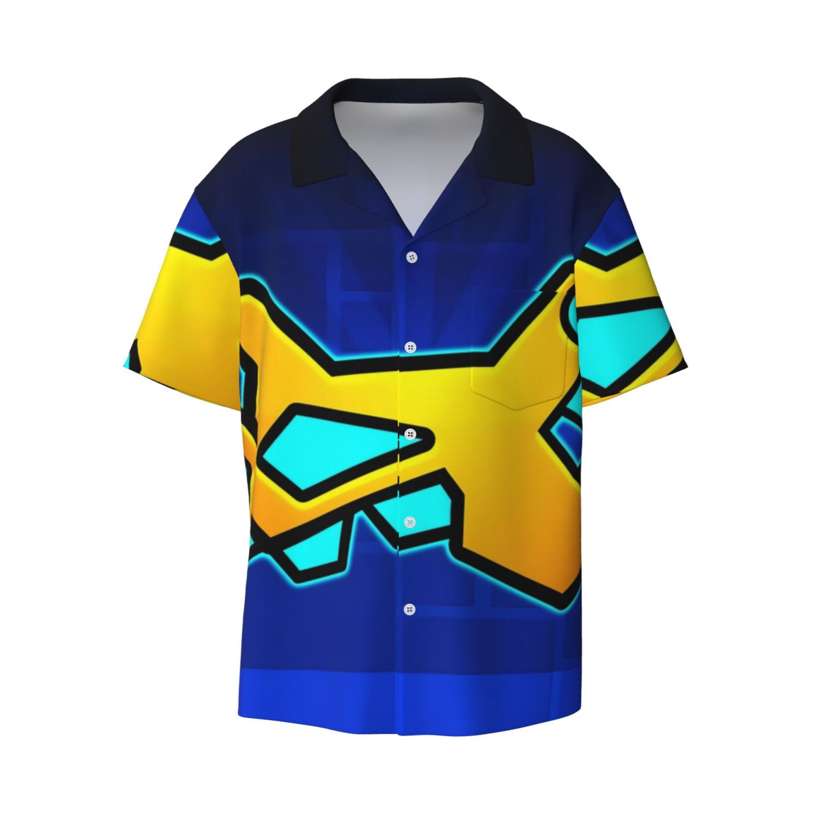 Gokiu Geometry Dash Men's Button Down Shirts Short Sleeve Casual Shirts ...