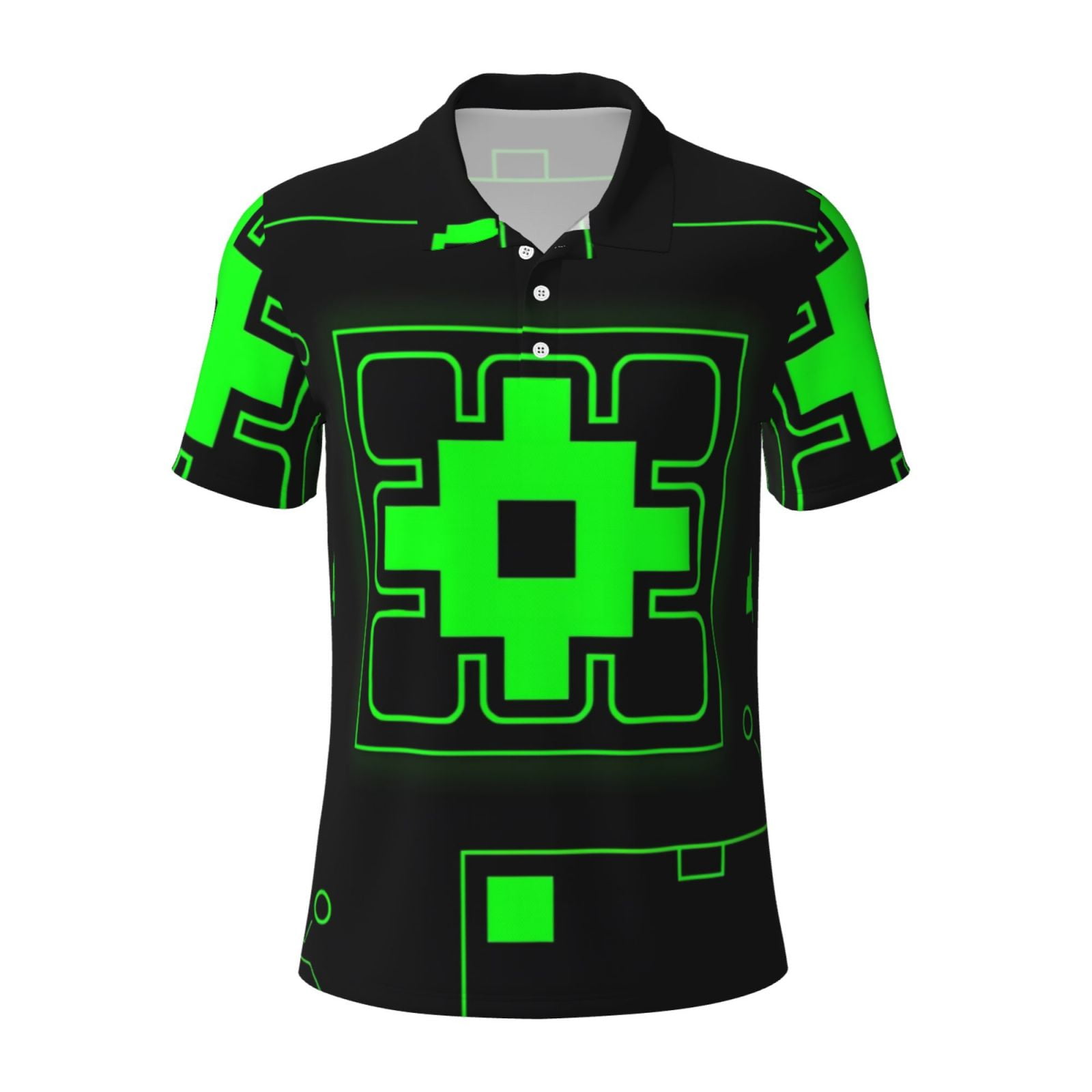 Gokiu Geometry Dash Men's Polo Shirts Short Sleeve Classic Button Golf ...