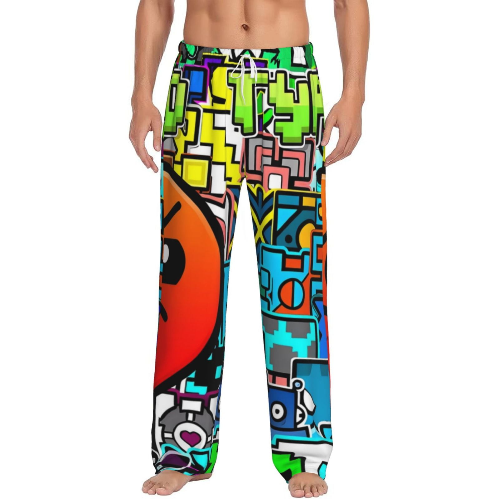 Gokiu Geometry Dash Mens Pajama Lounge Pants Drawstring Pj Casual ...