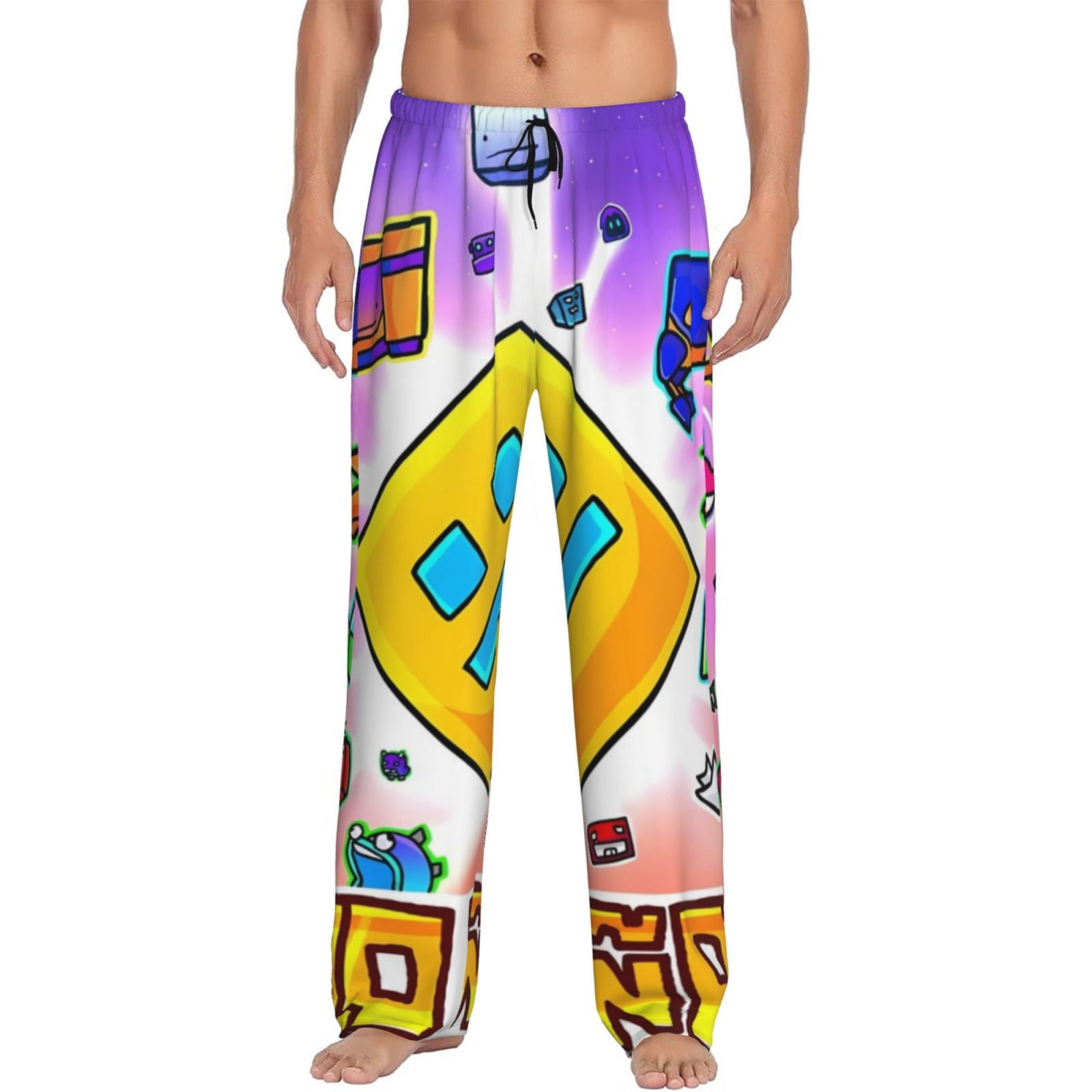 Gokiu Geometry Dash Mens Pajama Lounge Pants Drawstring Pj Casual ...