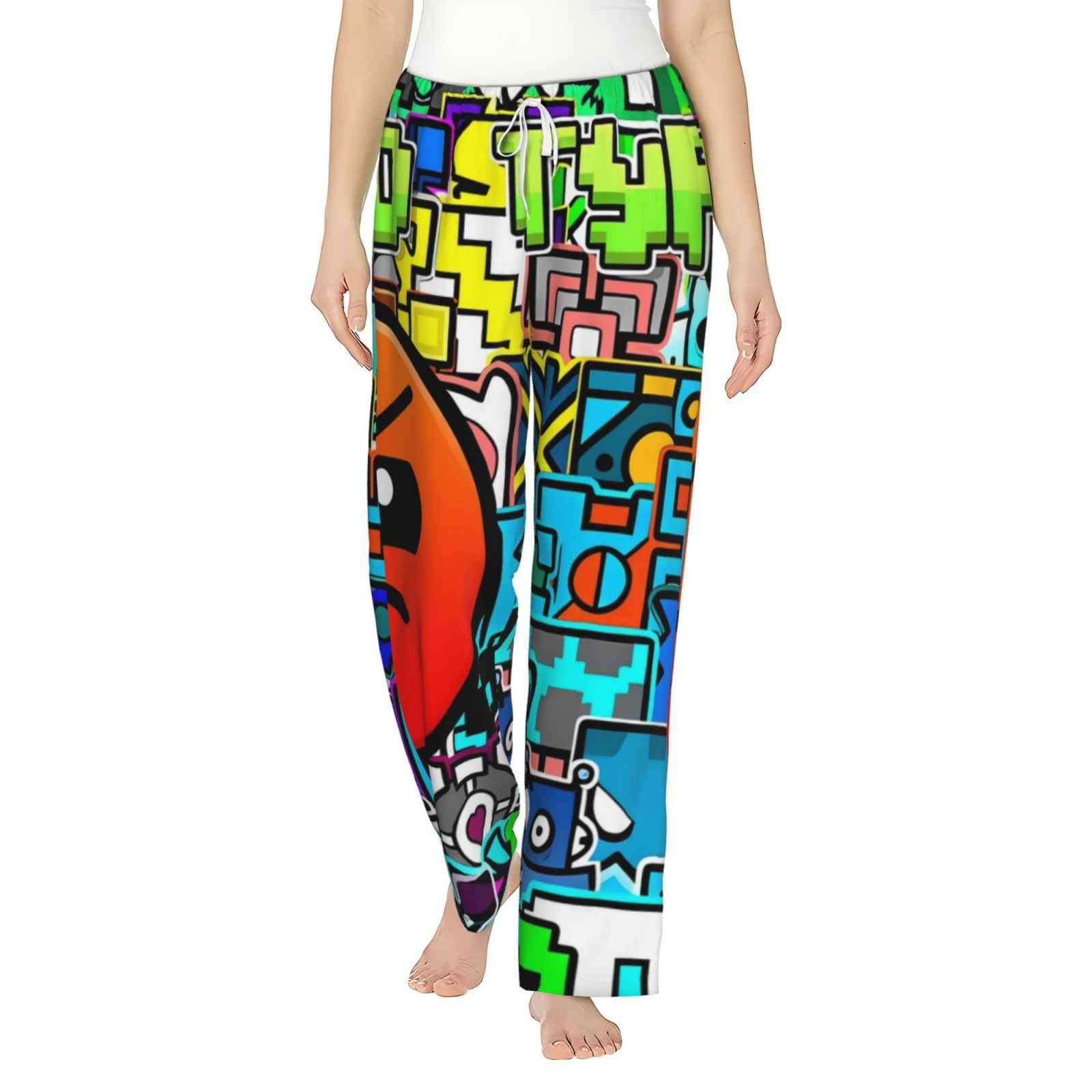 Gokiu Geometry Dash Womens Pajama Pants Lounge Pants Women Drawstring ...