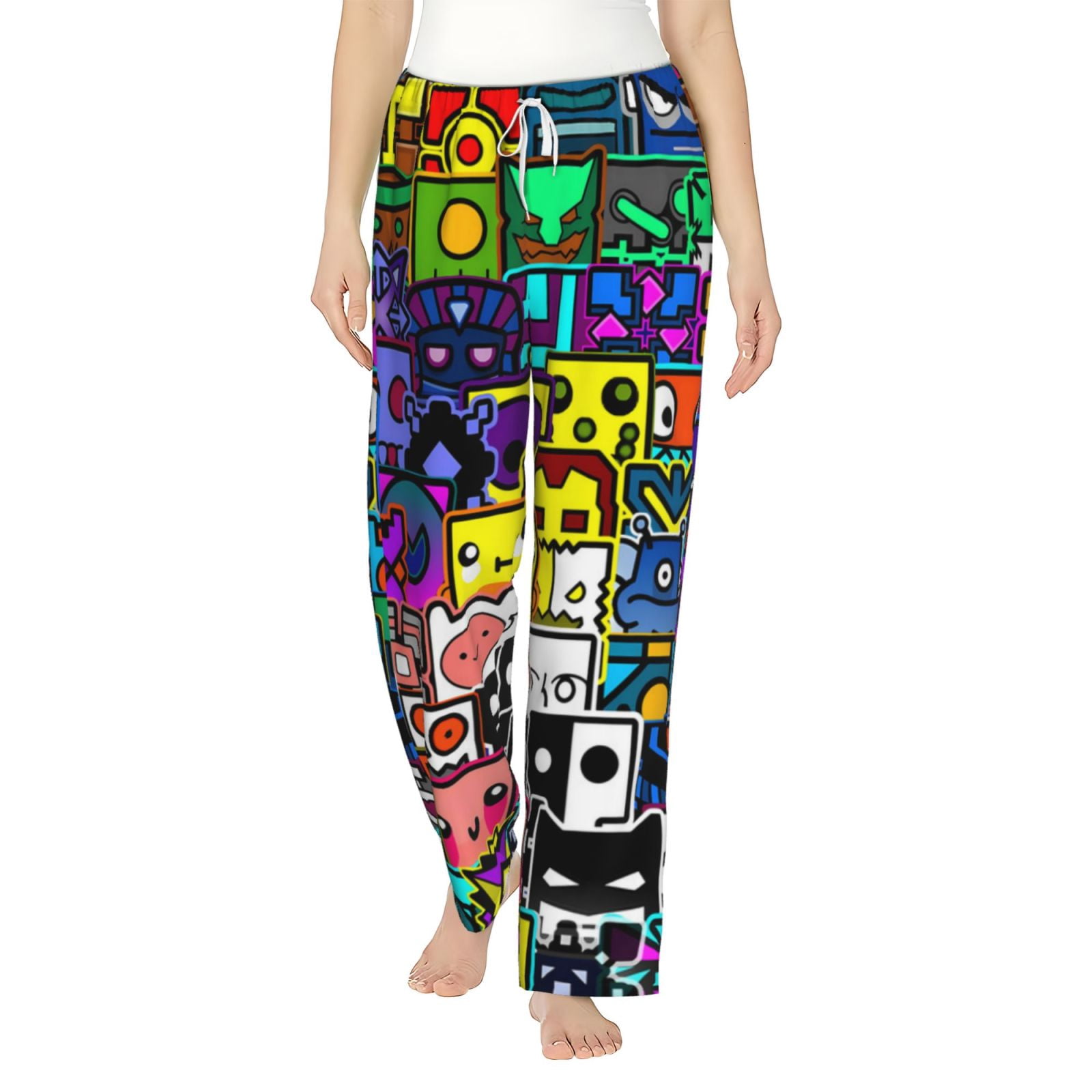 Gokiu Geometry Dash Womens Pajama Pants Lounge Pants Women Drawstring ...