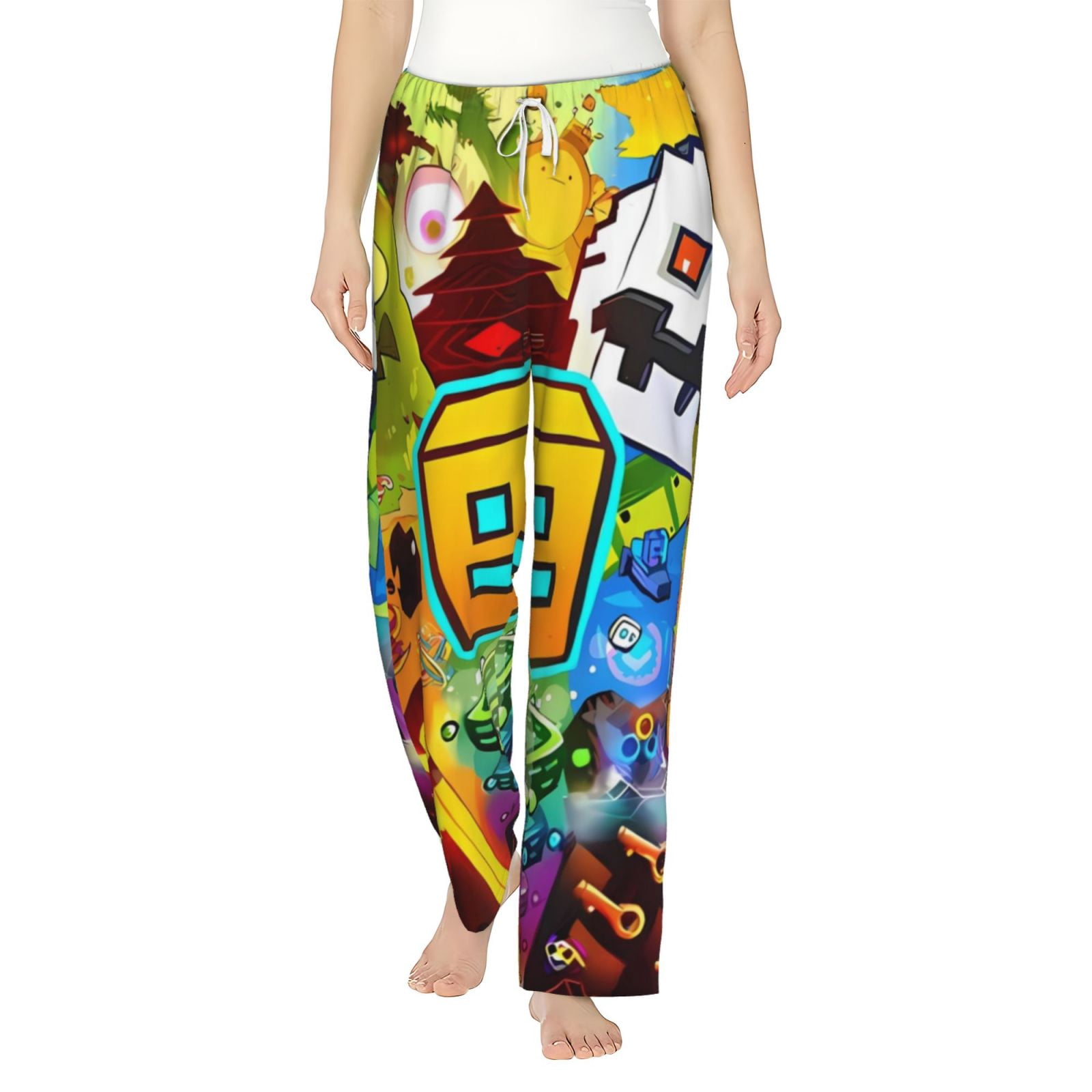 Gokiu Geometry Dash Womens Pajama Pants Lounge Pants Women Drawstring ...