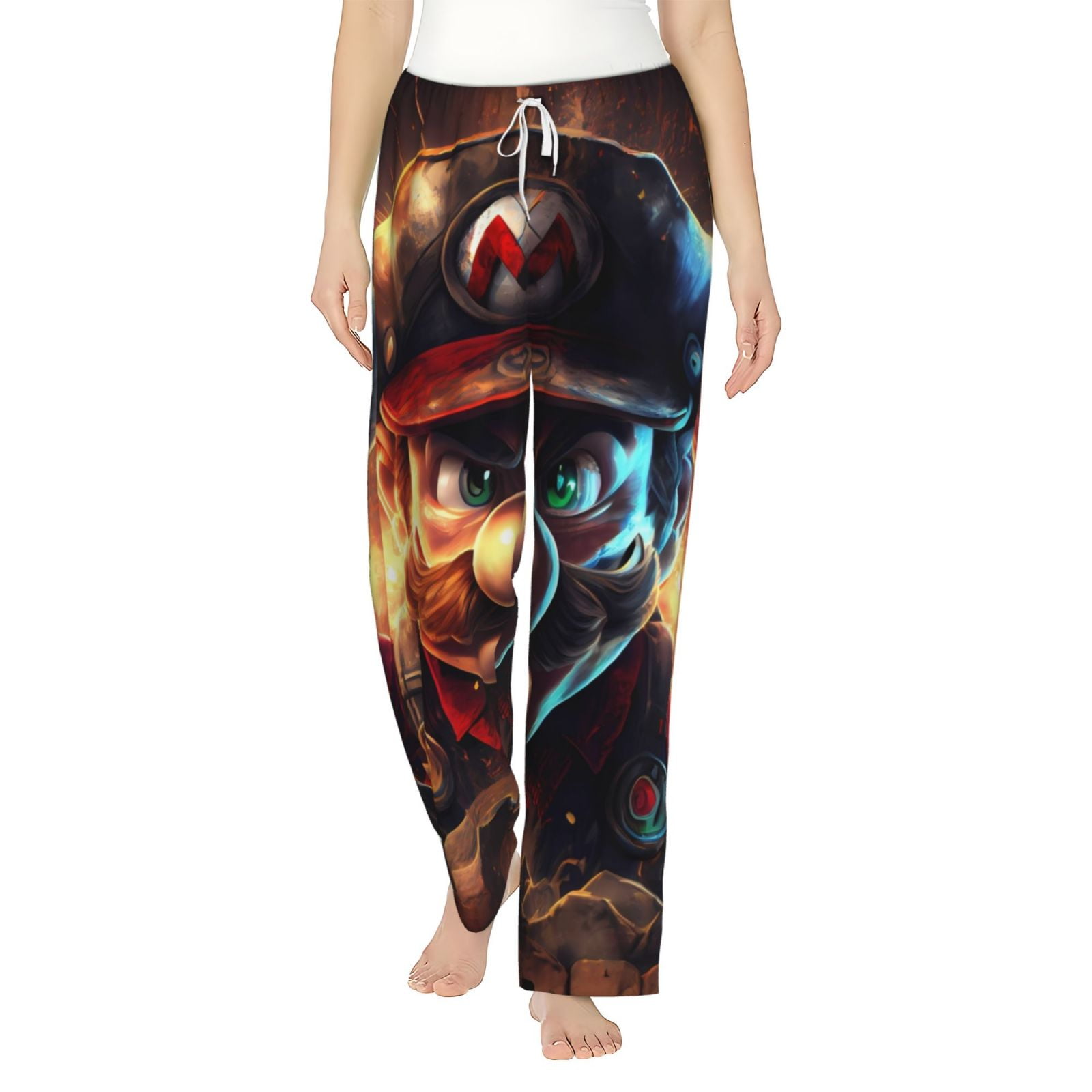 Gokiu Mario Womens Pajama Pants Lounge Pants Women Drawstring Wide Leg ...