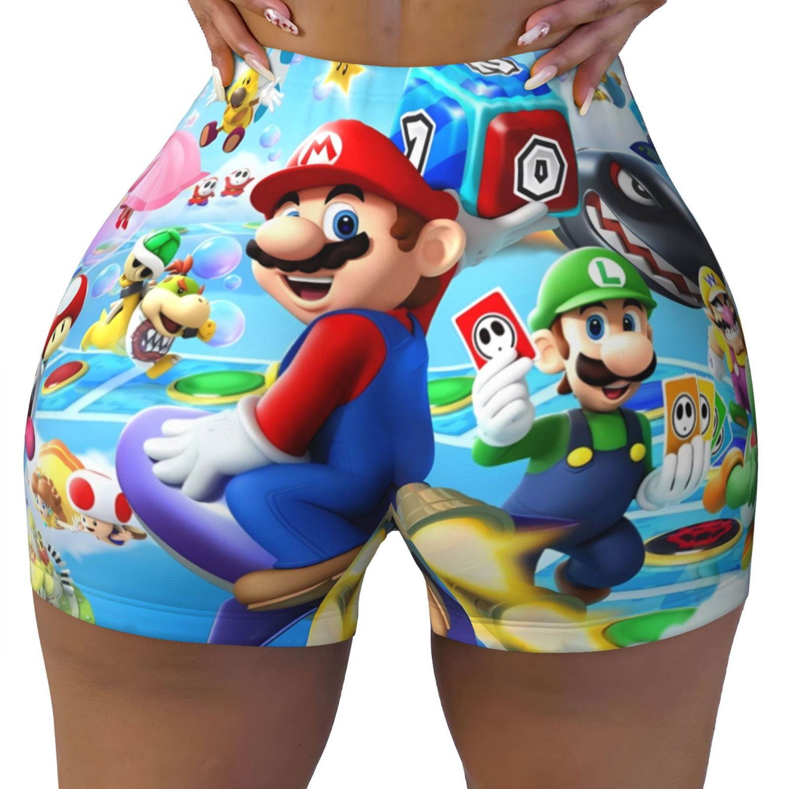 Gokiu Mario Workout Shorts for Women Yoga Biker Shorts High Waisted ...