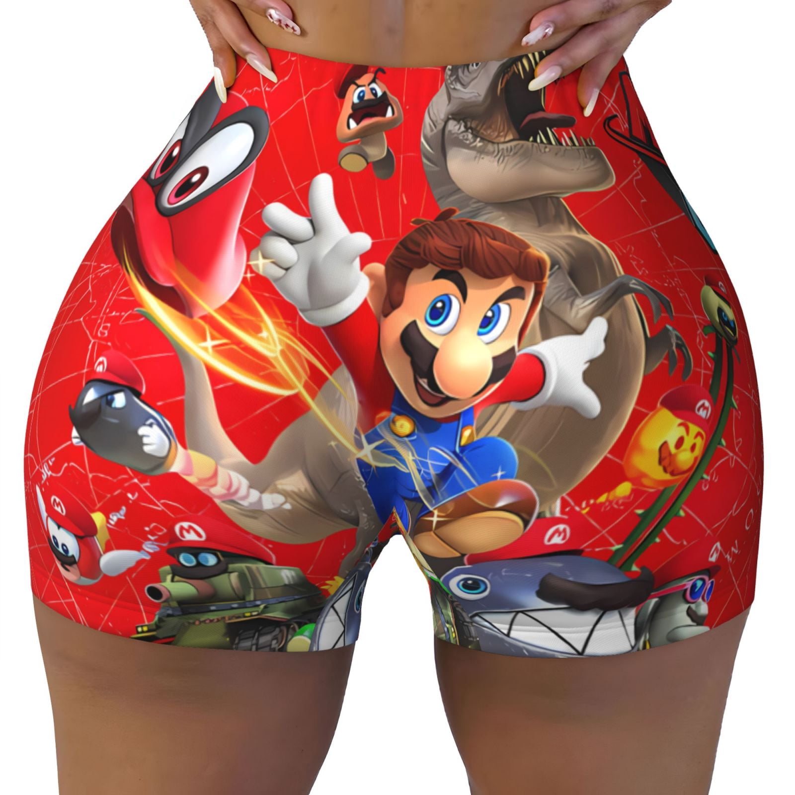 Gokiu Mario Workout Shorts for Women Yoga Biker Shorts High Waisted ...