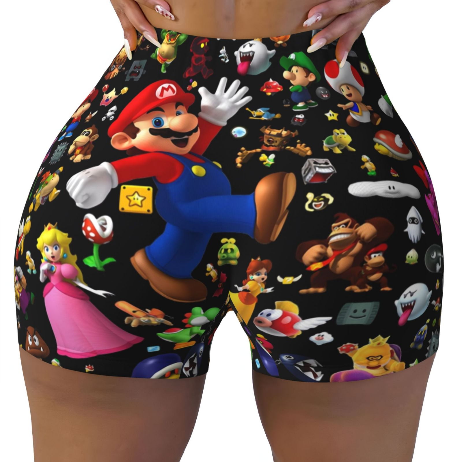 Gokiu Mario Workout Shorts for Women Yoga Biker Shorts High Waisted ...