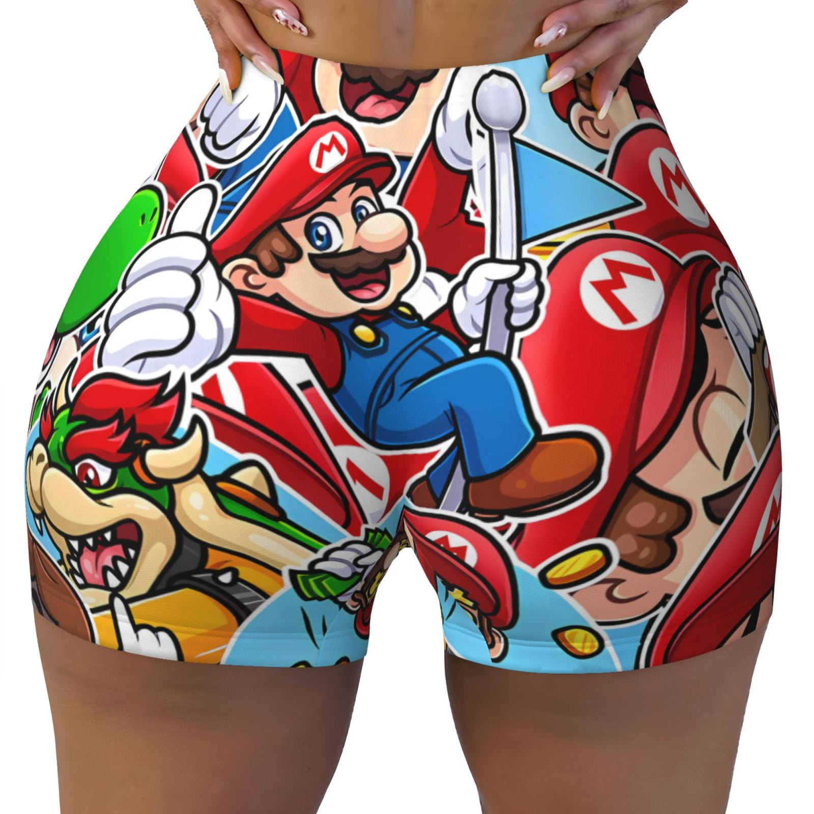 Gokiu Mario Workout Shorts for Women Yoga Biker Shorts High Waisted ...