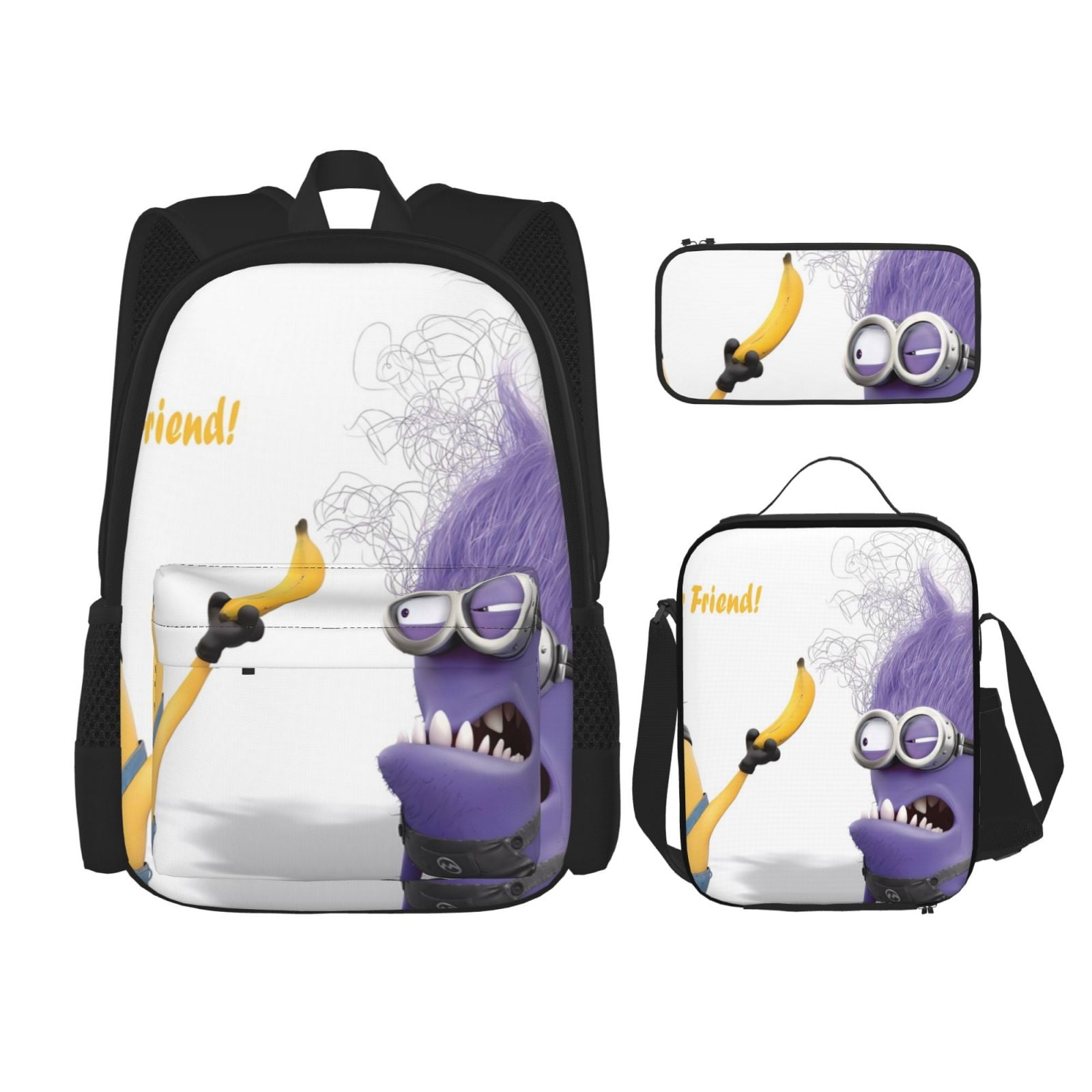 Gokiu Minions 3 Pcs Backpack Set Teen School Kids Bookbag with Lunch ...