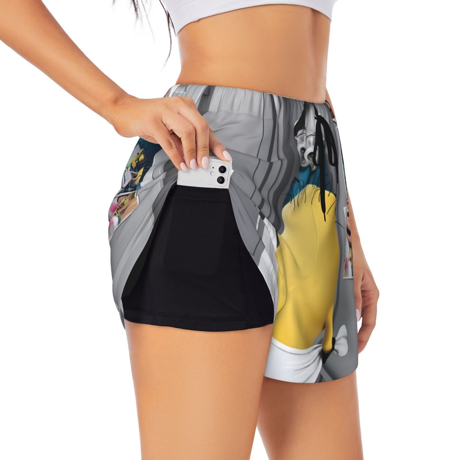 Gokiu Minions Women's Athletic Shorts with Liner Gym Running Workout ...