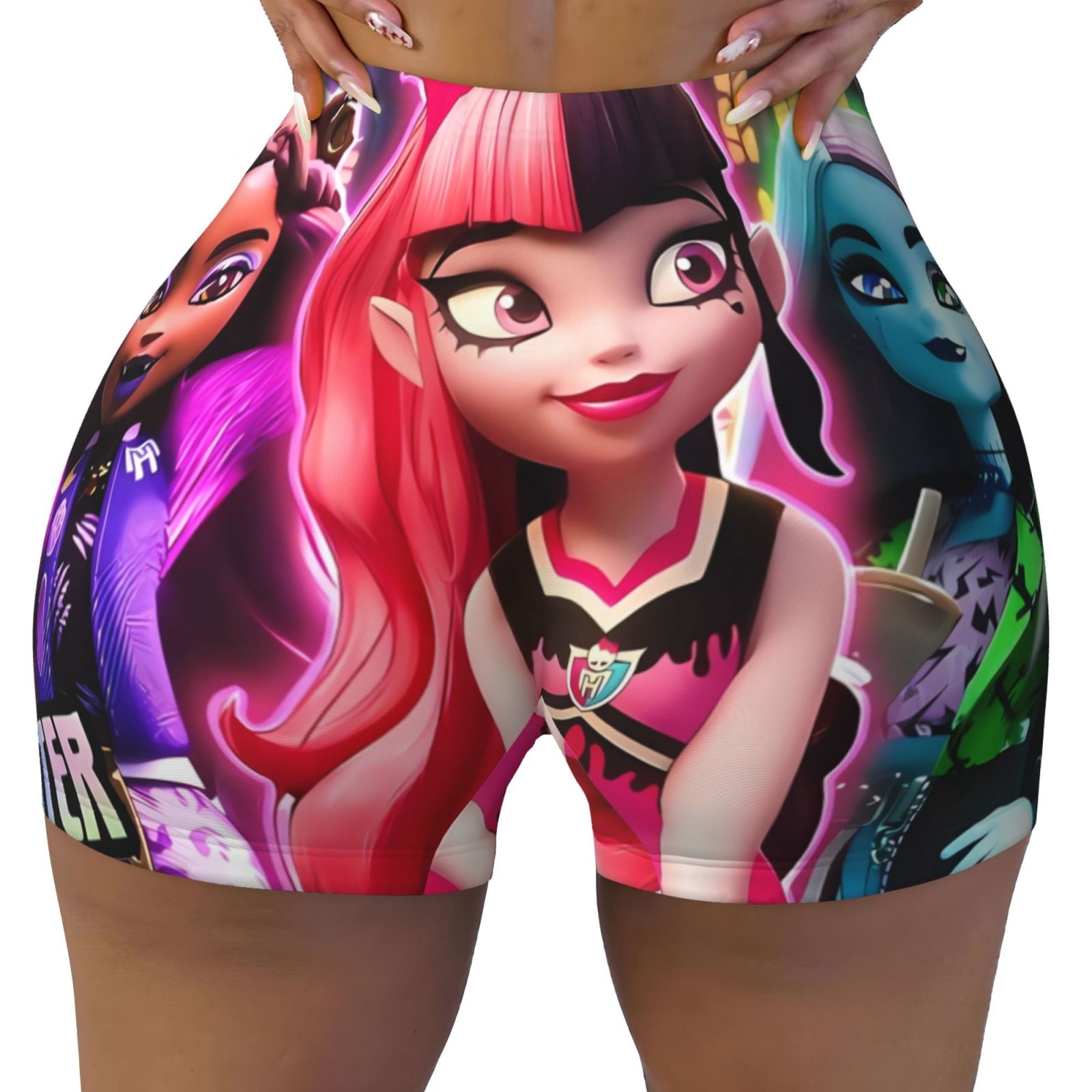 Gokiu Monster High Workout Shorts for Women Yoga Biker Shorts High ...