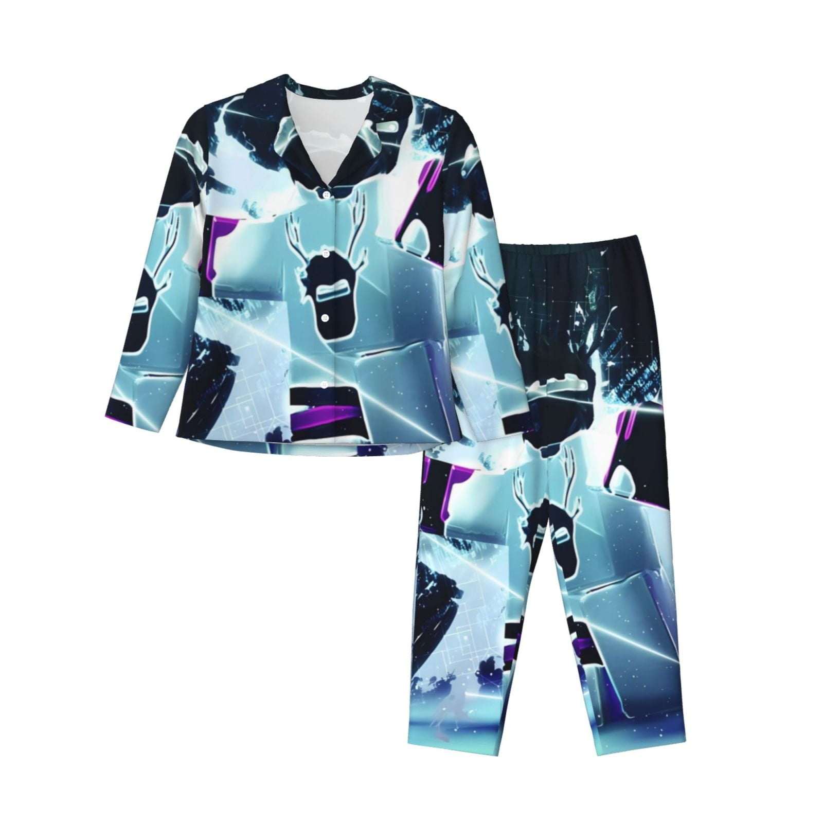 Gokiu Roblox Women's Pajama Sets Long Sleeve Button Down Sleepwear Pjs ...