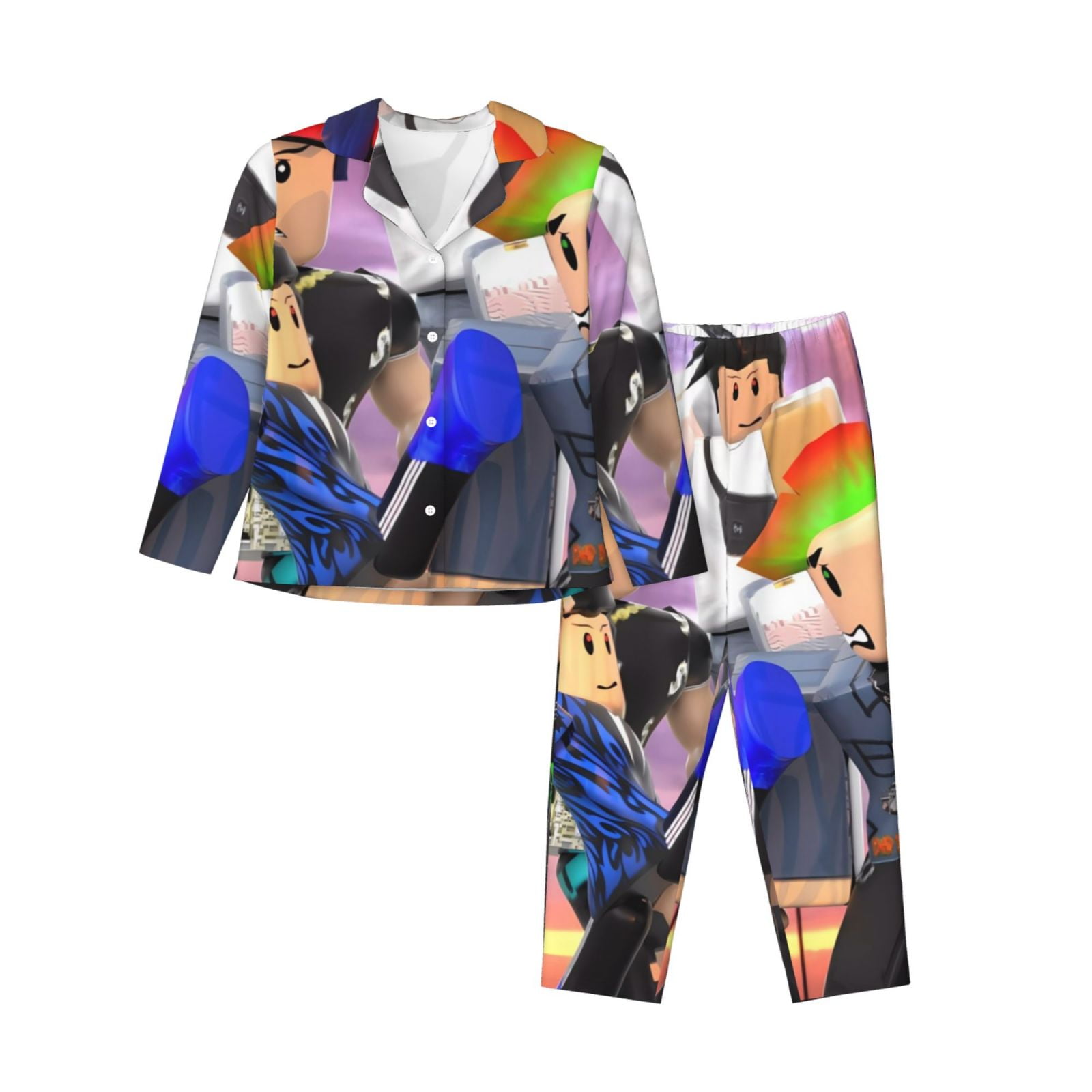 Gokiu Roblox Women's Pajama Sets Long Sleeve Button Down Sleepwear Pjs ...