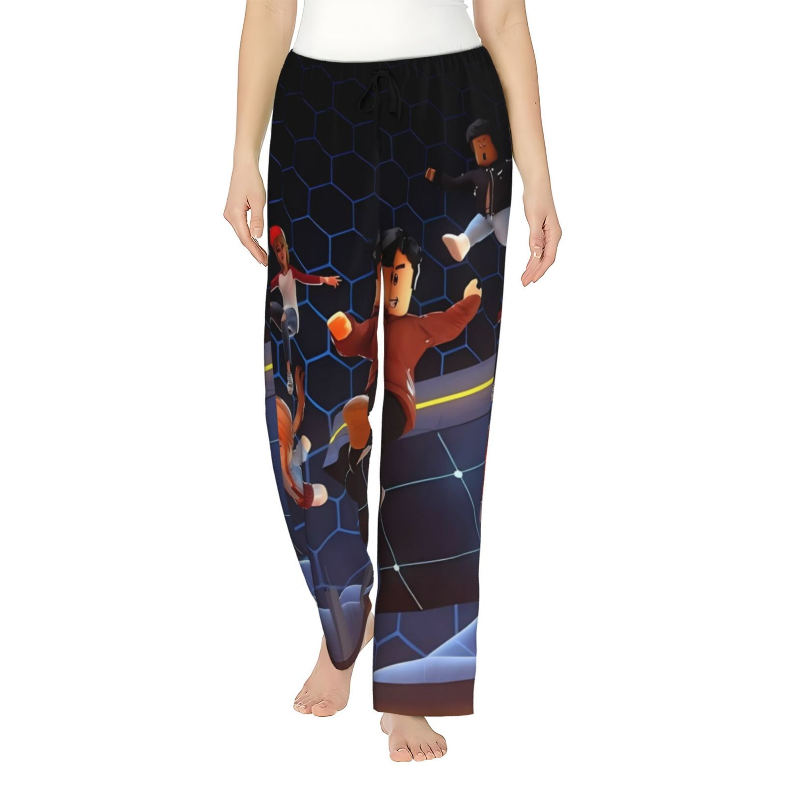 Gokiu Roblox Womens Pajama Pants Lounge Pants Women Drawstring Wide Leg ...