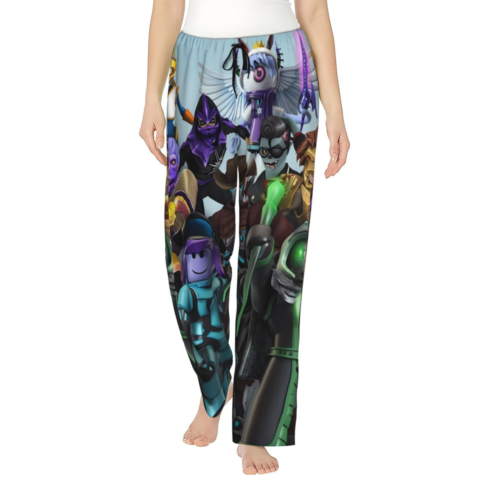 Gokiu Roblox Womens Pajama Pants Lounge Pants Women Drawstring Wide Leg ...