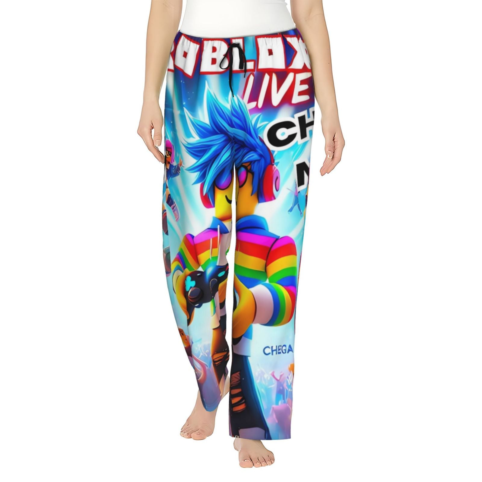 Gokiu Roblox Womens Pajama Pants Lounge Pants Women Drawstring Wide Leg ...
