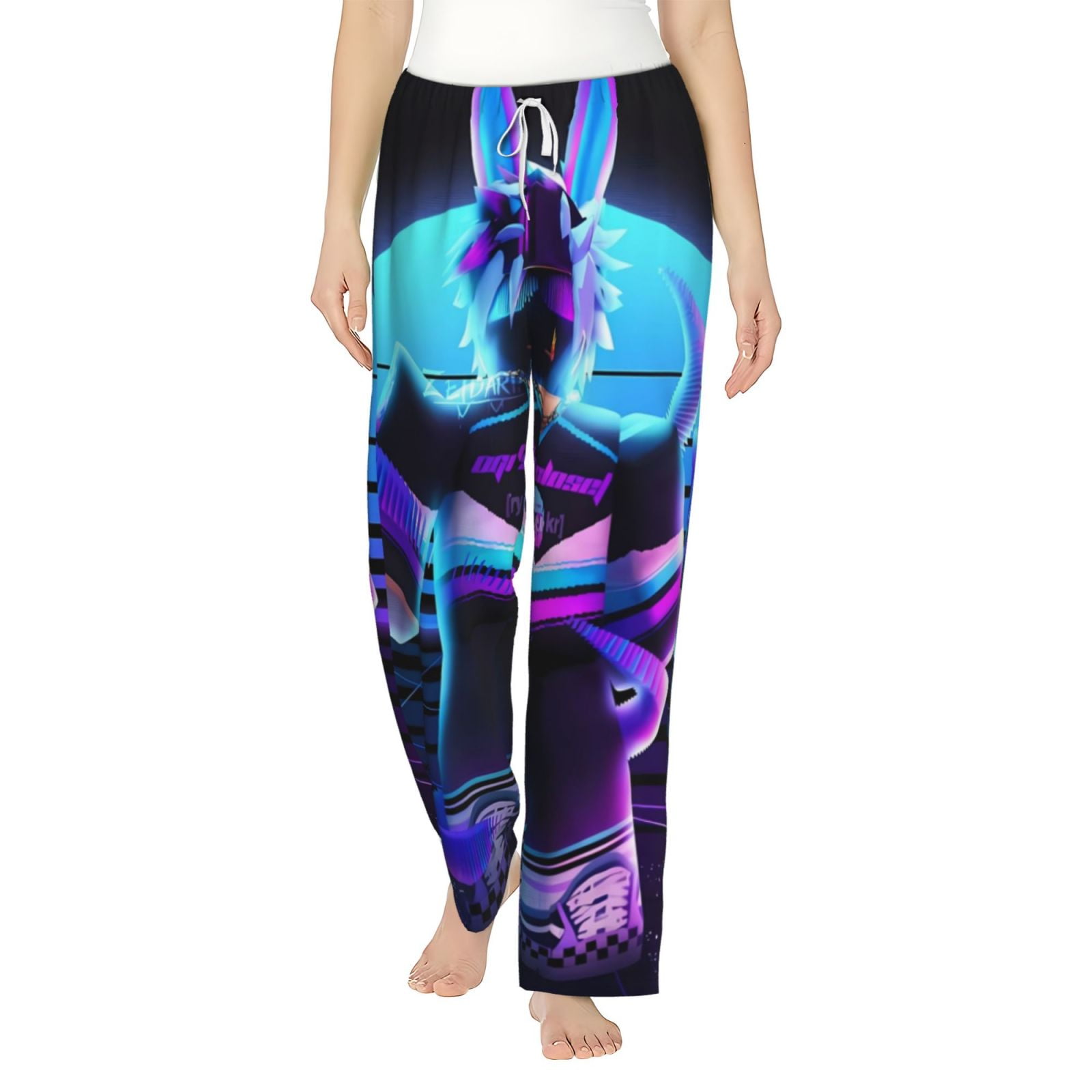 Gokiu Roblox Womens Pajama Pants Lounge Pants Women Drawstring Wide Leg ...