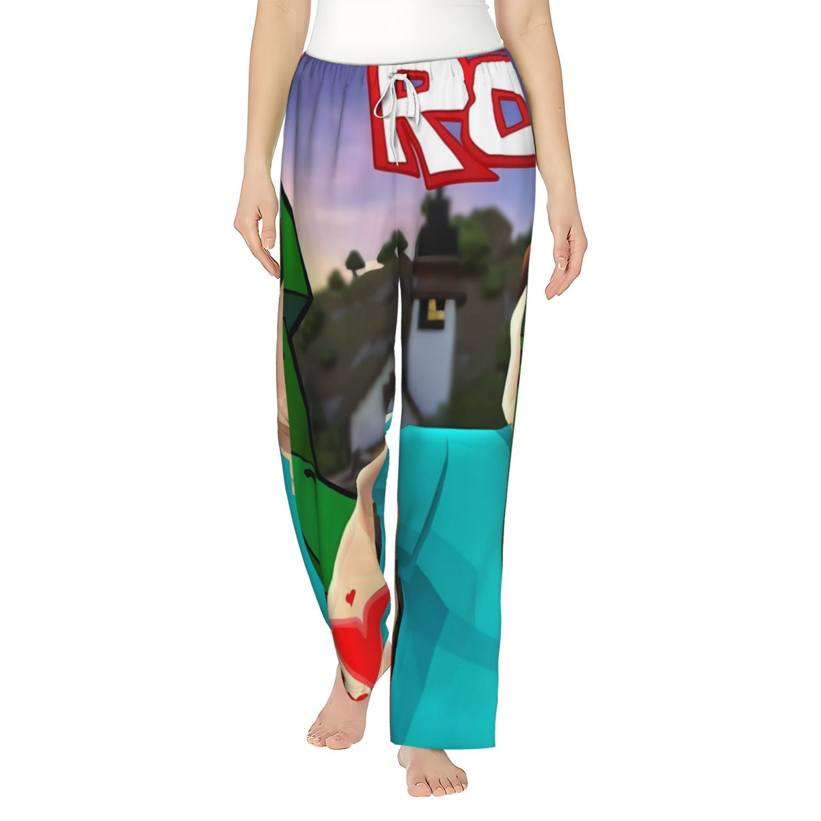 Gokiu Roblox Womens Pajama Pants Lounge Pants Women Drawstring Wide Leg ...