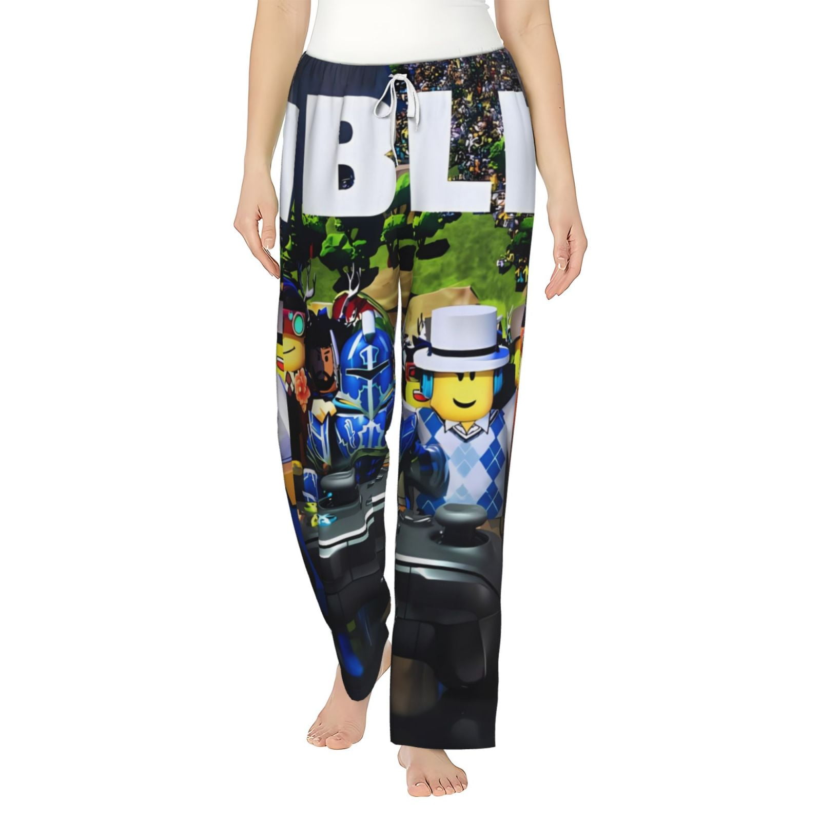 Gokiu Roblox Womens Pajama Pants Lounge Pants Women Drawstring Wide Leg ...