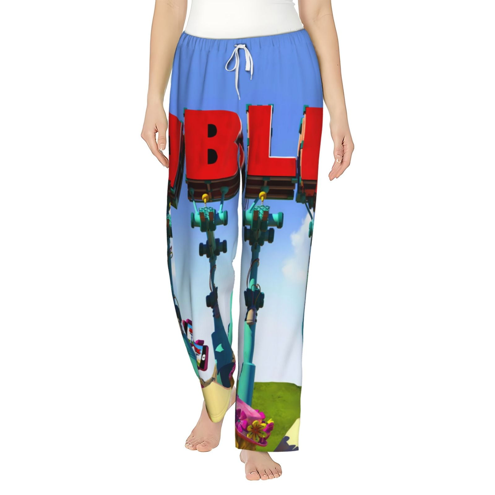 Gokiu Roblox Womens Pajama Pants Lounge Pants Women Drawstring Wide Leg ...