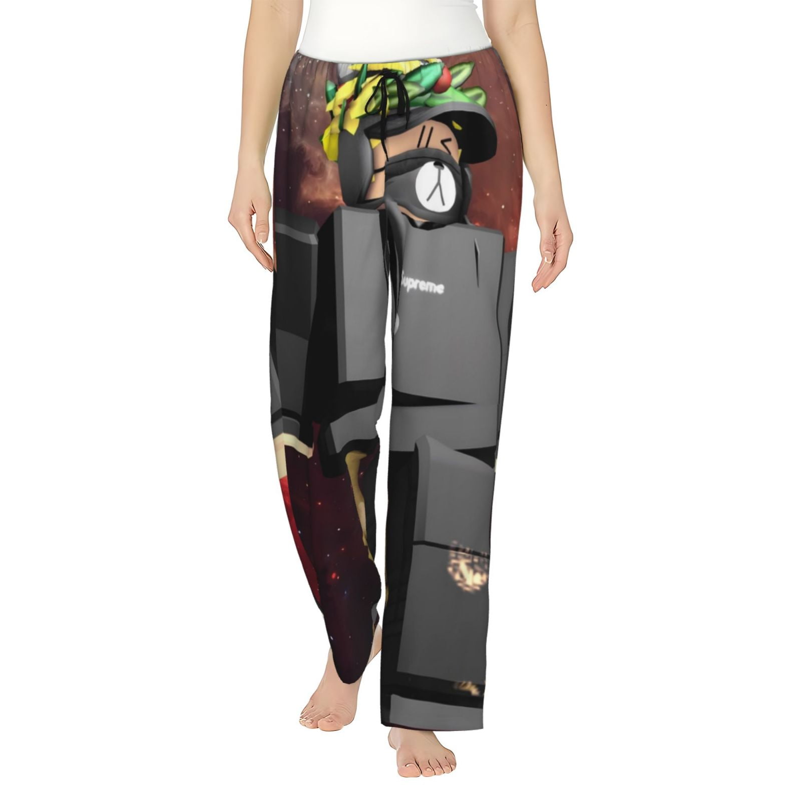 Gokiu Roblox Womens Pajama Pants Lounge Pants Women Drawstring Wide Leg ...