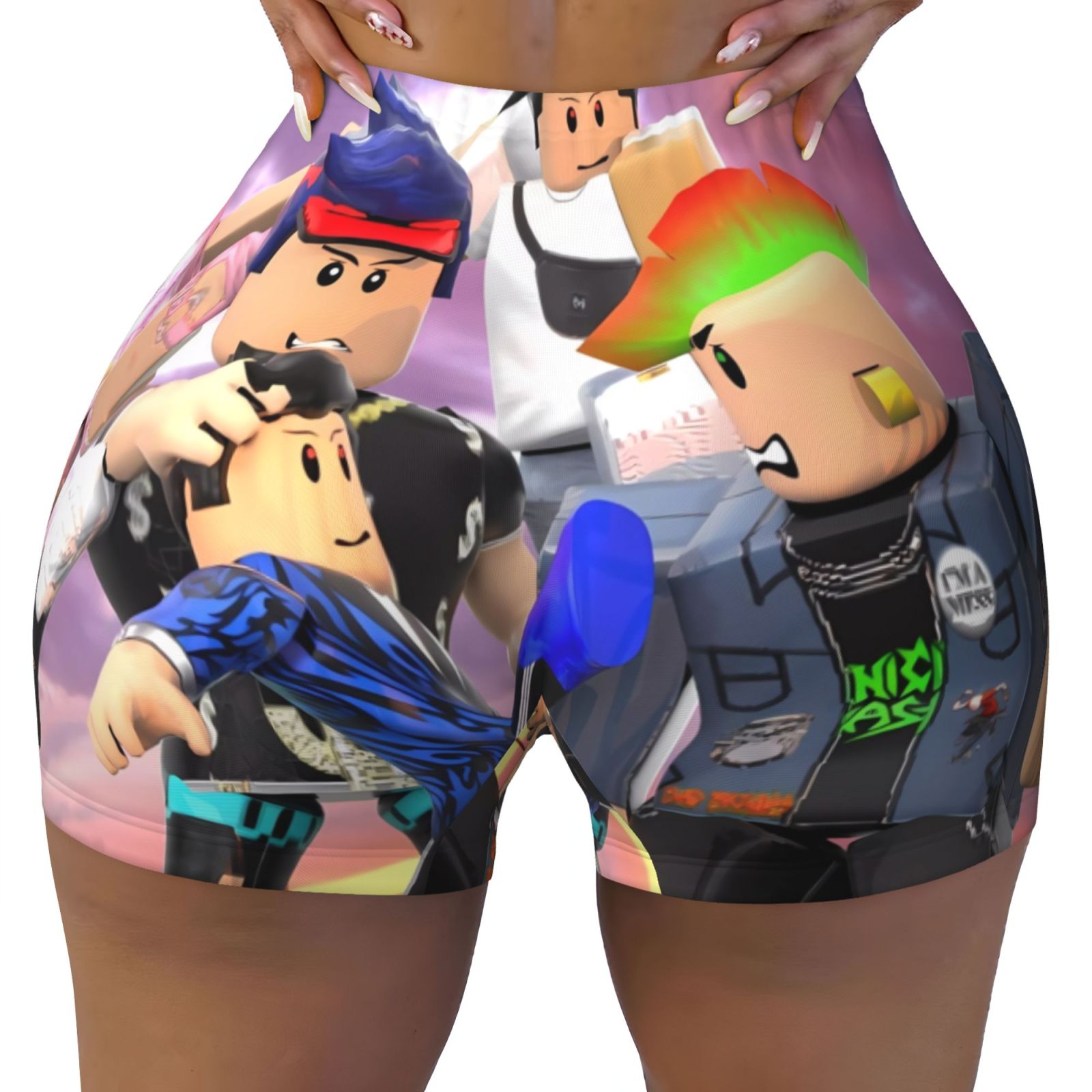 Gokiu Roblox Workout Shorts for Women Yoga Biker Shorts High Waisted ...