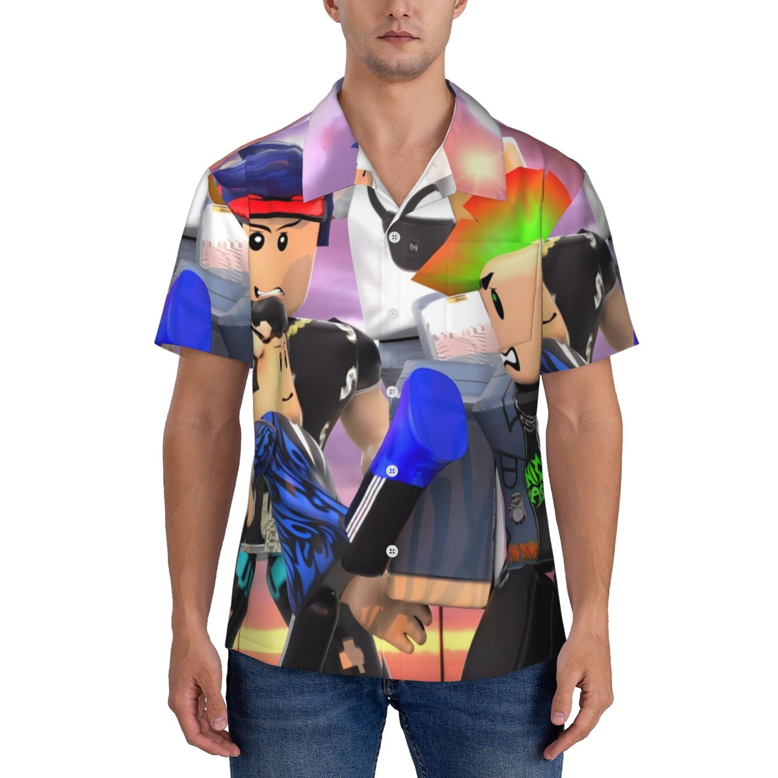 Gokiu Roblox for Hawaiian Shirt for Men Casual Button Down Beach Shirt ...