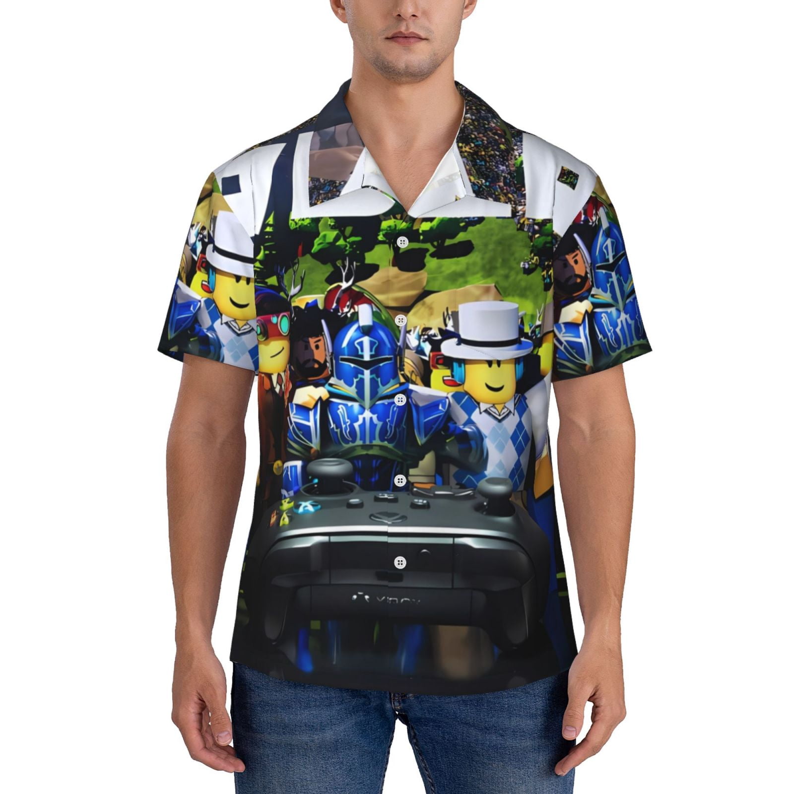 Gokiu Roblox for Hawaiian Shirt for Men Casual Button Down Beach Shirt ...