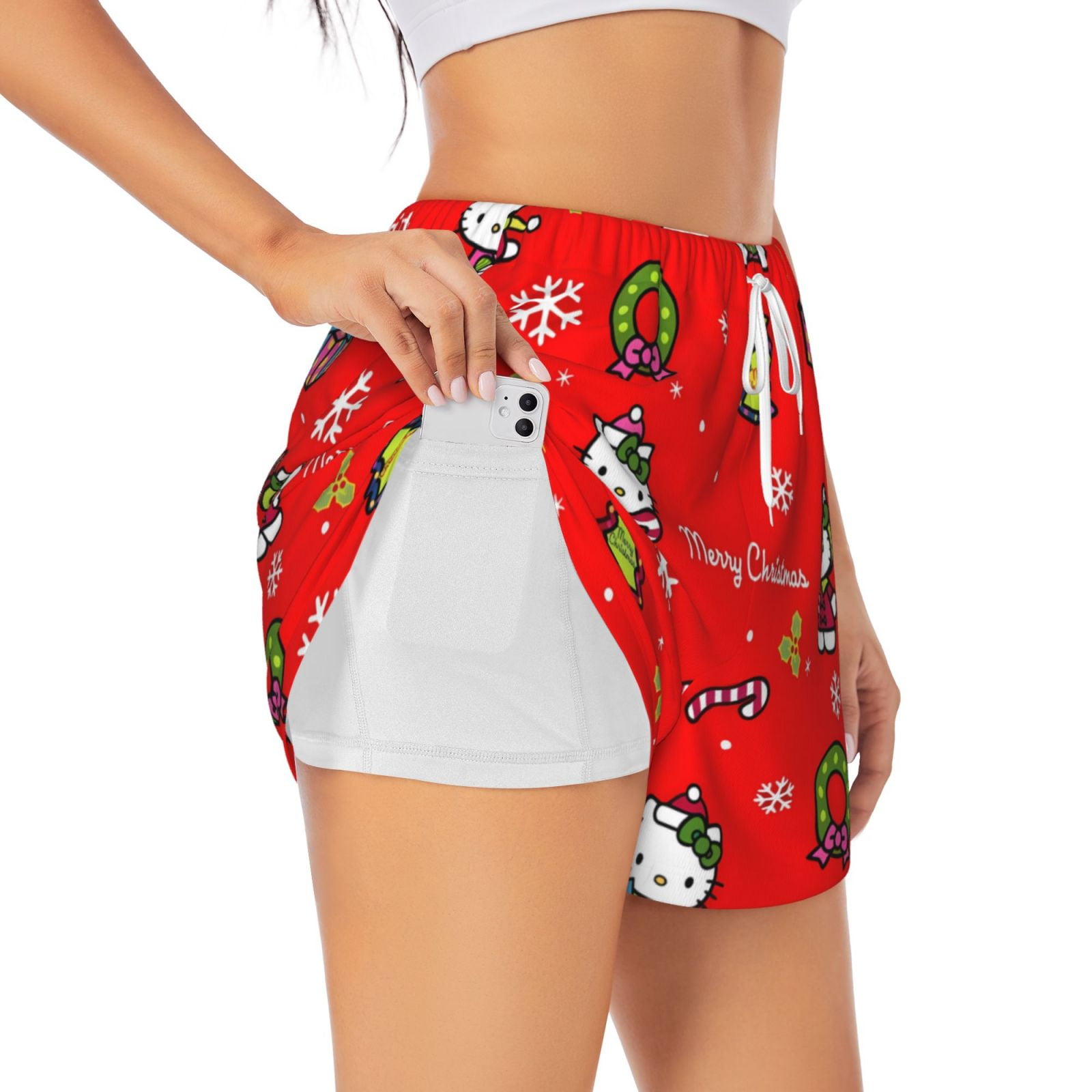 Gokiu Sanrio Women's Athletic Shorts with Liner Gym Running Workout ...