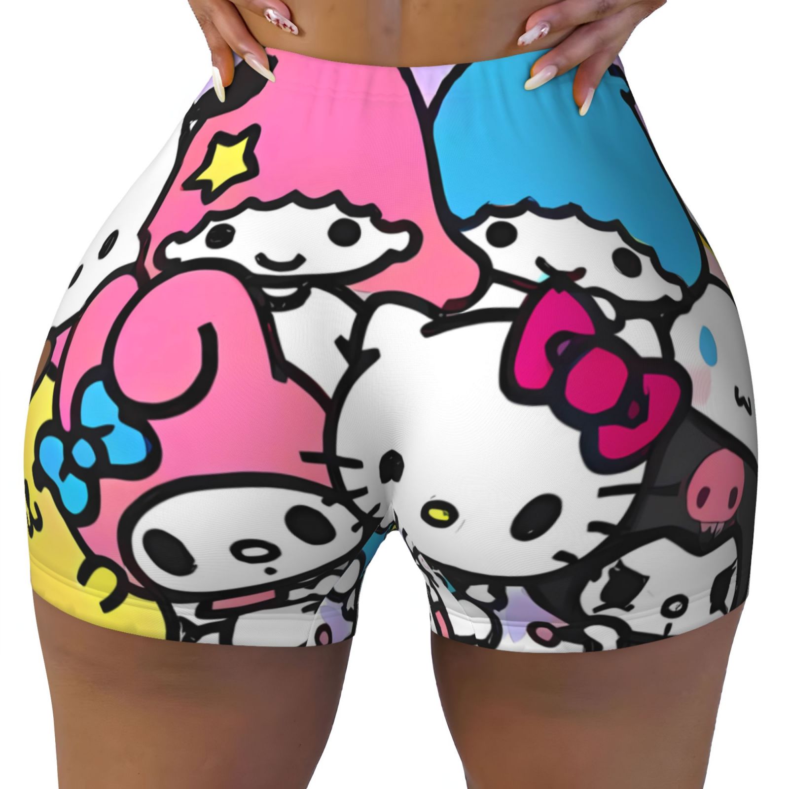 Gokiu Sanrio Workout Shorts for Women Yoga Biker Shorts High Waisted ...