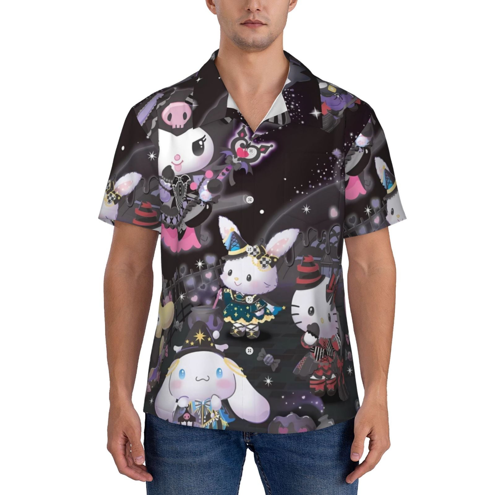 Gokiu Sanrio for Hawaiian Shirt for Men Casual Button Down Beach Shirt ...