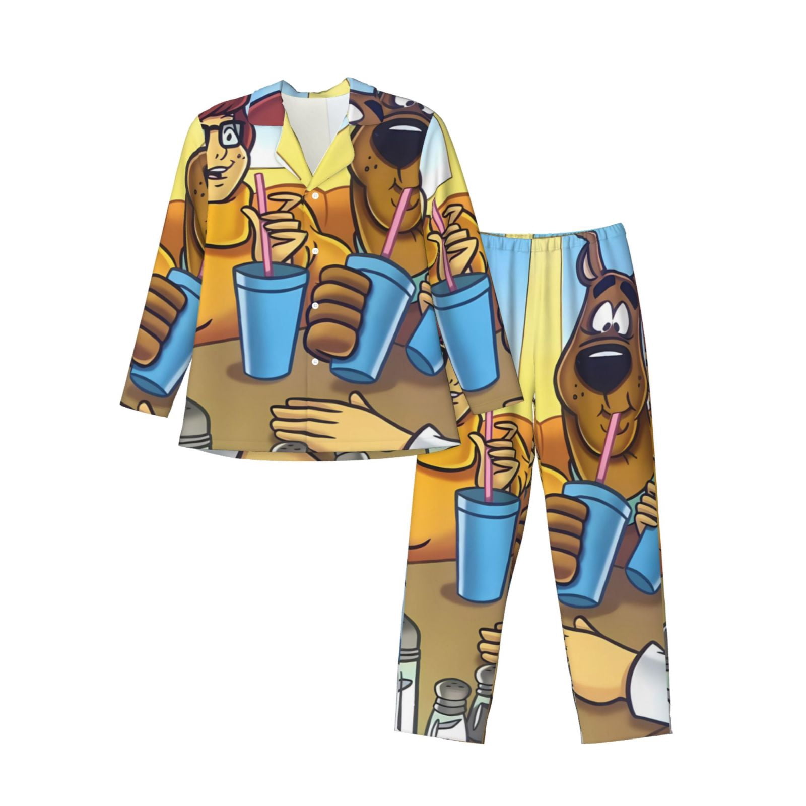 Gokiu Scooby-Doo Mens Pajama Sets Long Sleeve Loungewear Button Down ...